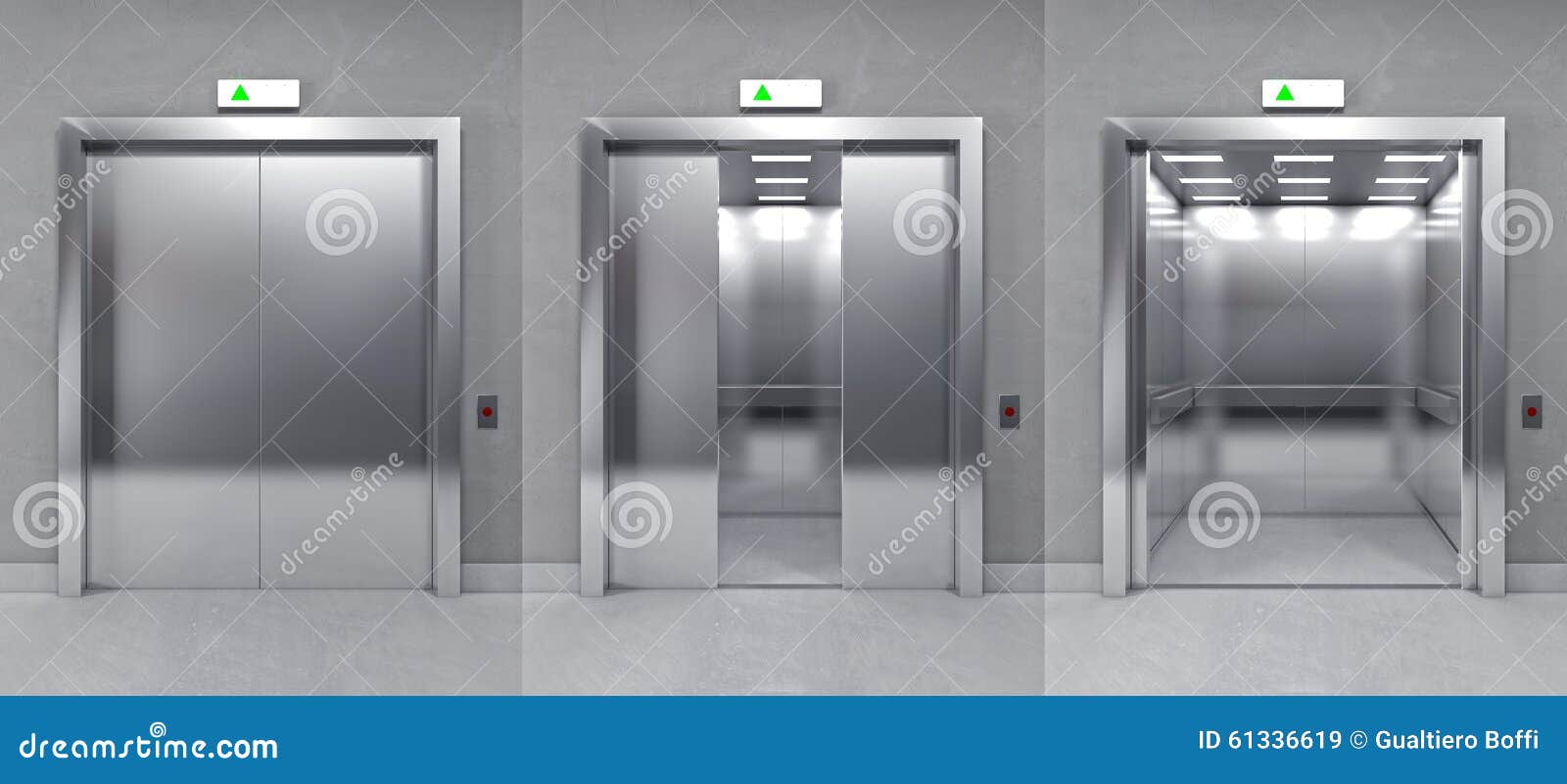 3d modern elevator stock illustration. Illustration of building - 61336619