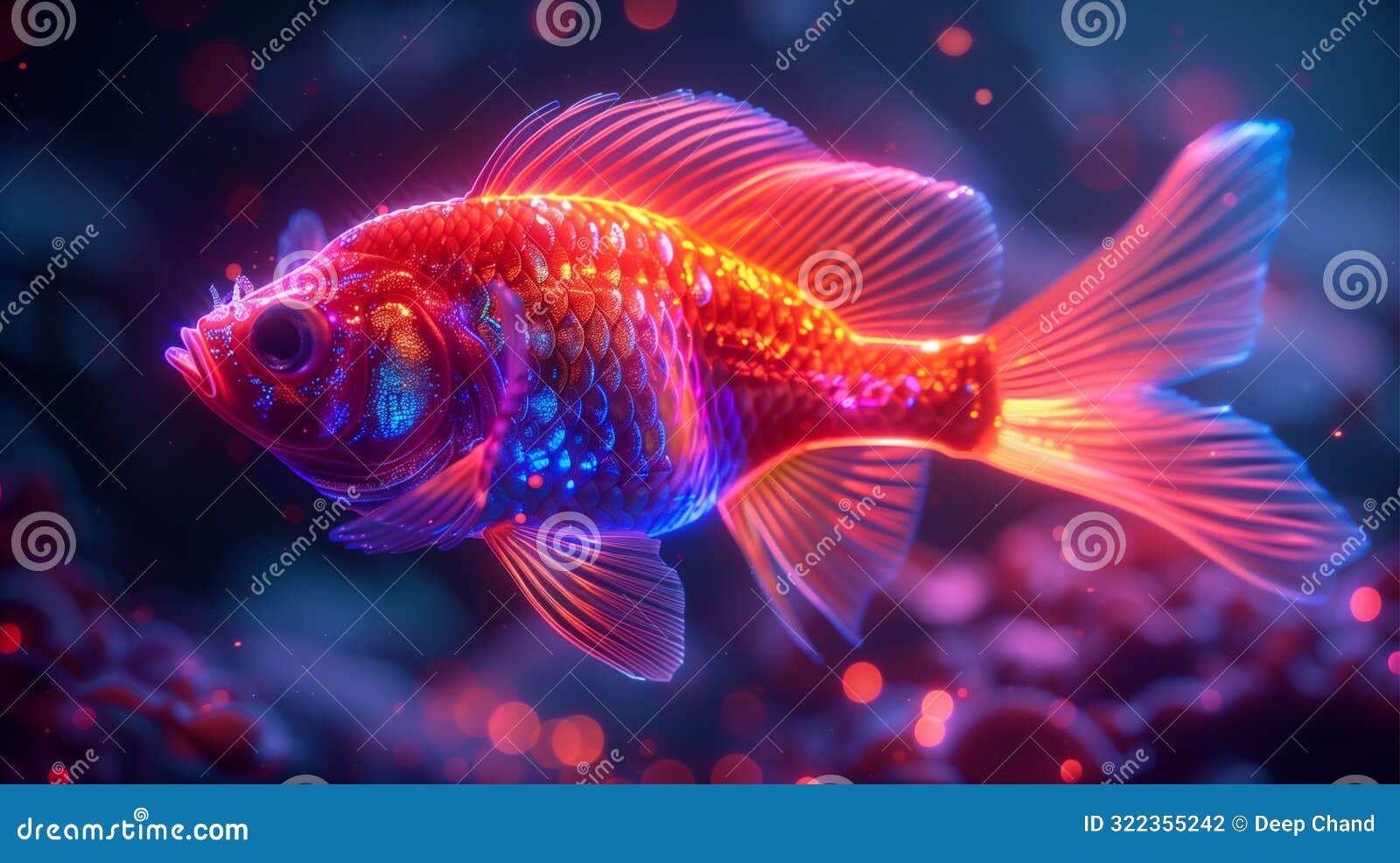 Modern Fish Icon in Bright Neon Graphic Style Black Background Stock ...