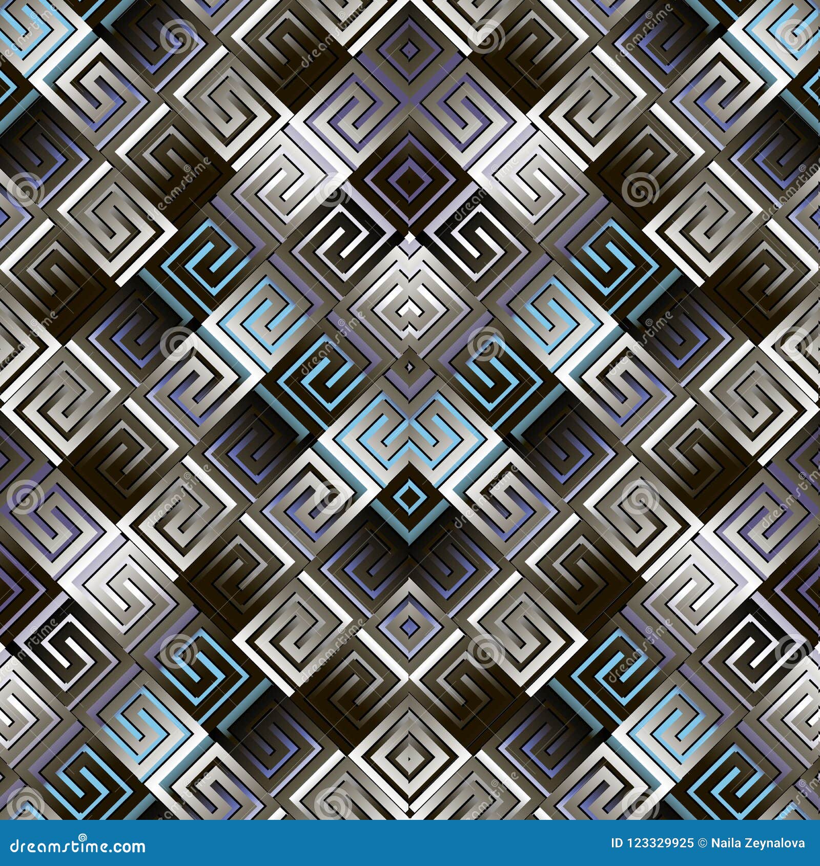 3d Modern Greek Key Meander Vector Seamless Pattern. Stock Vector ...