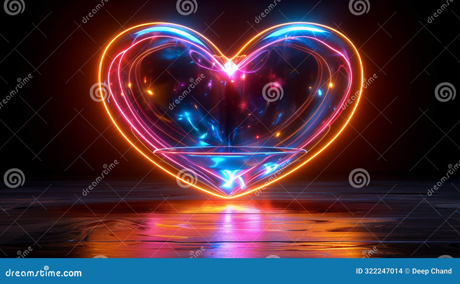 3D Modern Heart Icon in Bright Neon Graphic Style Black Stock ...
