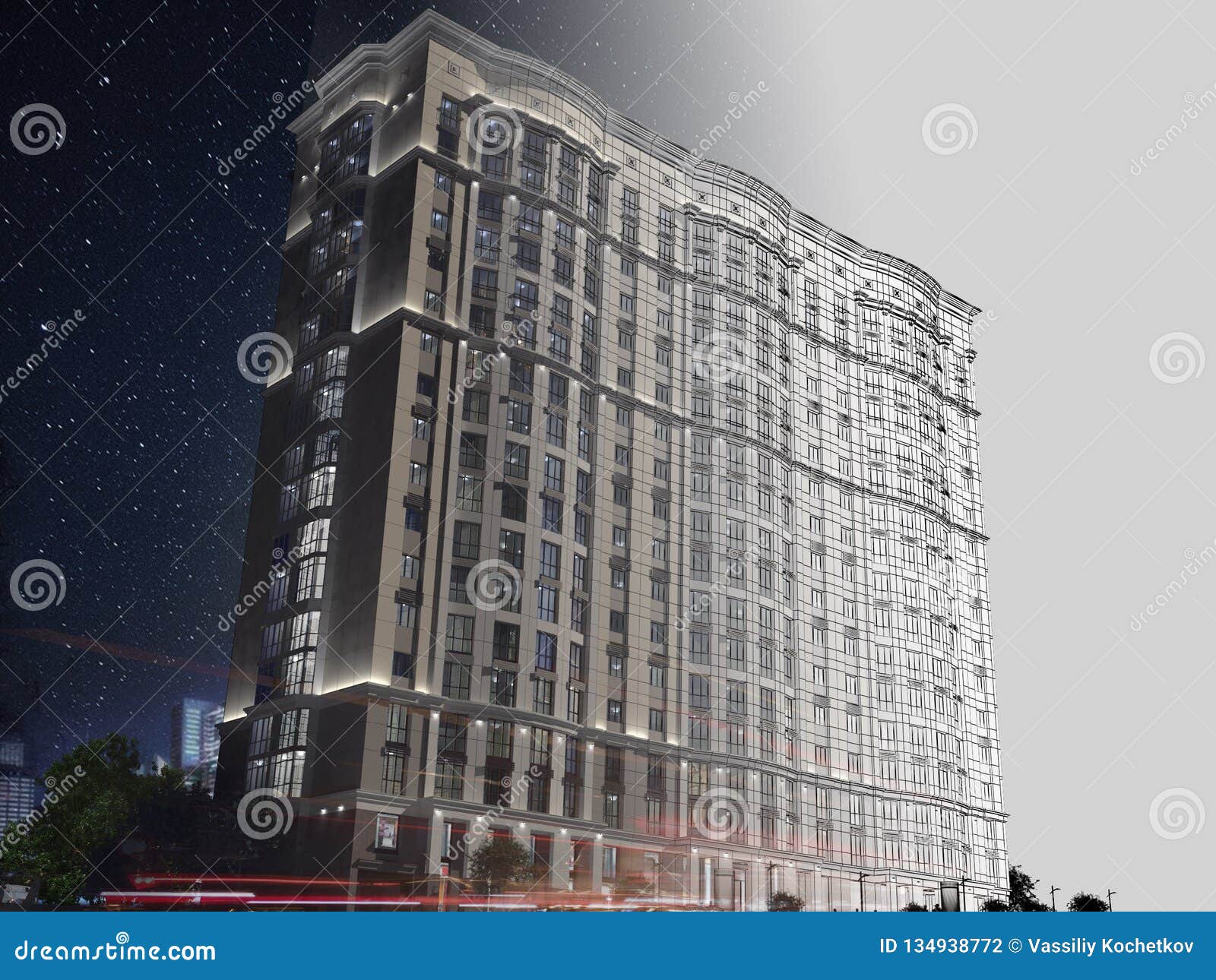 3d Modern High Rise Building 3D Illustration Stock Illustration ...