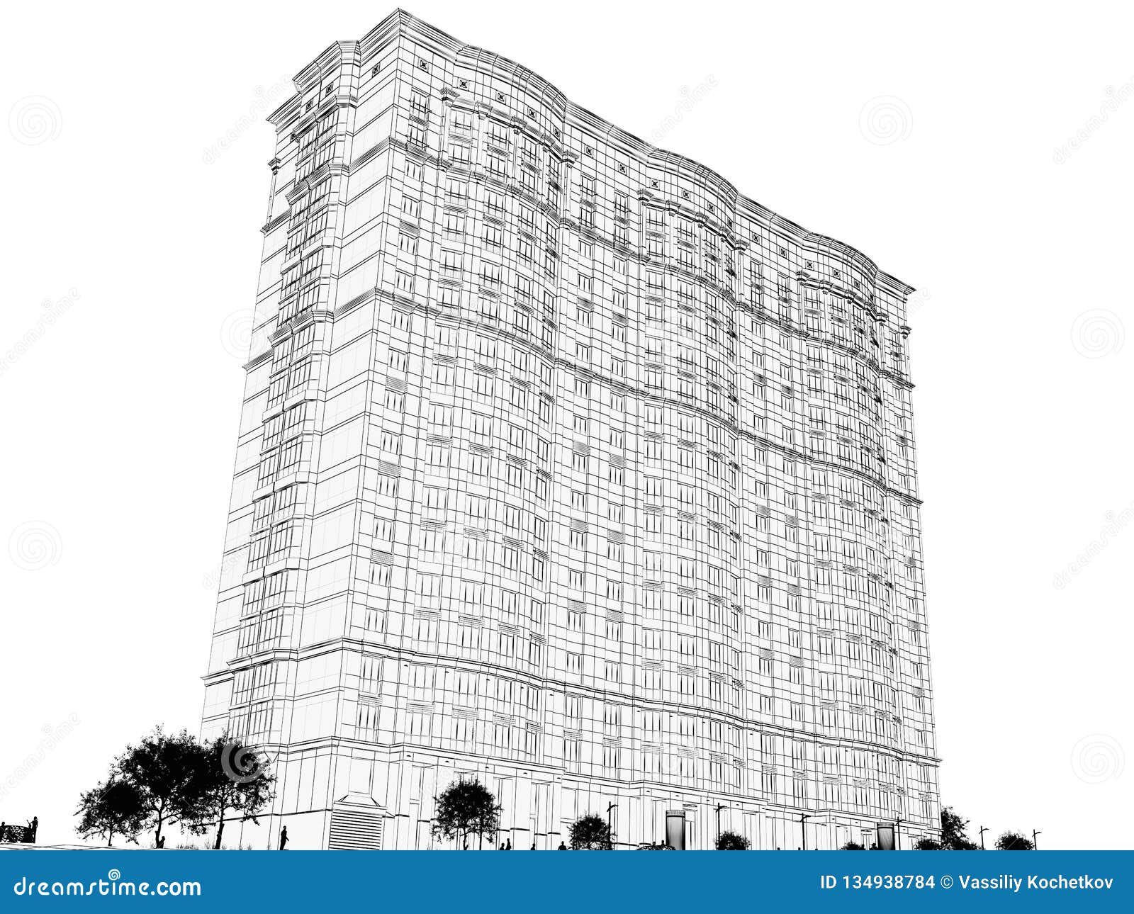 3d Modern High Rise Building 3D Illustration Stock Illustration ...