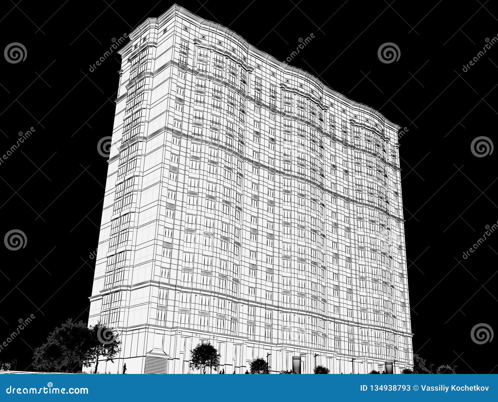 3d Modern High Rise Building 3D Illustration Stock Illustration ...