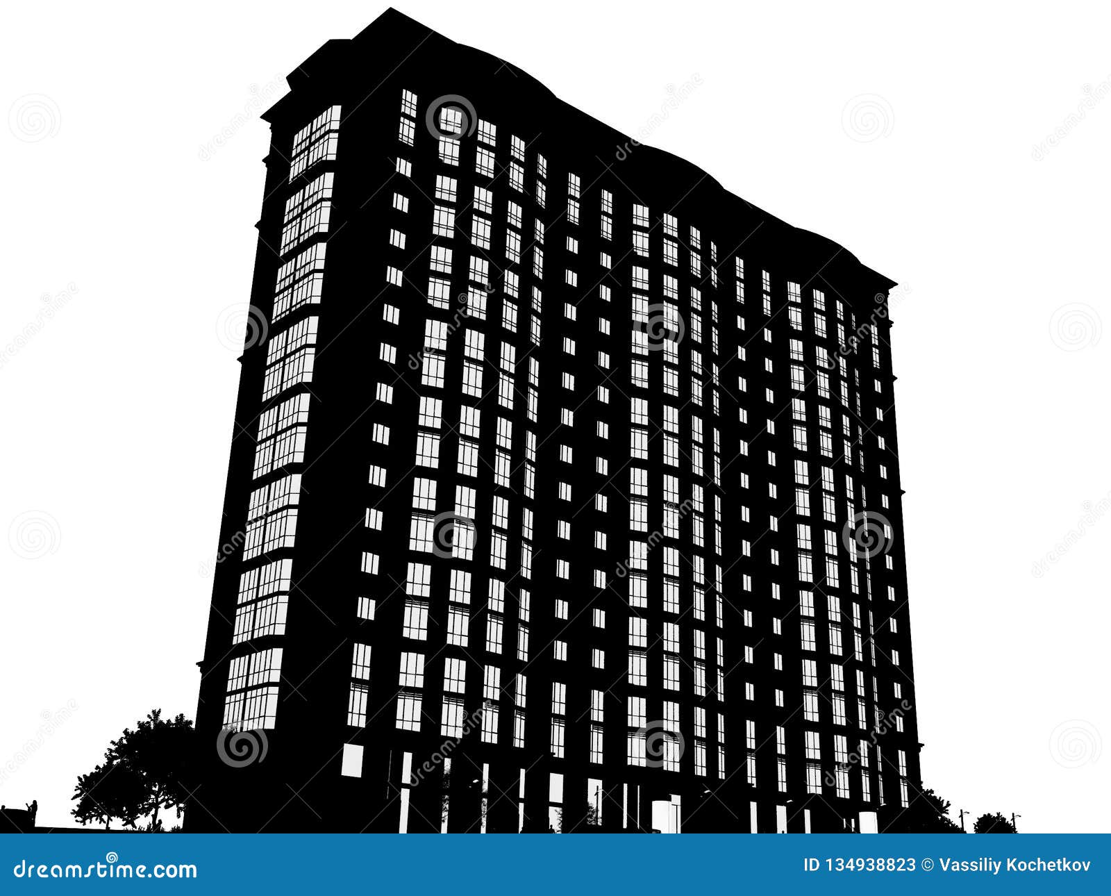 3d Modern High Rise Building 3D Illustration Stock Illustration ...