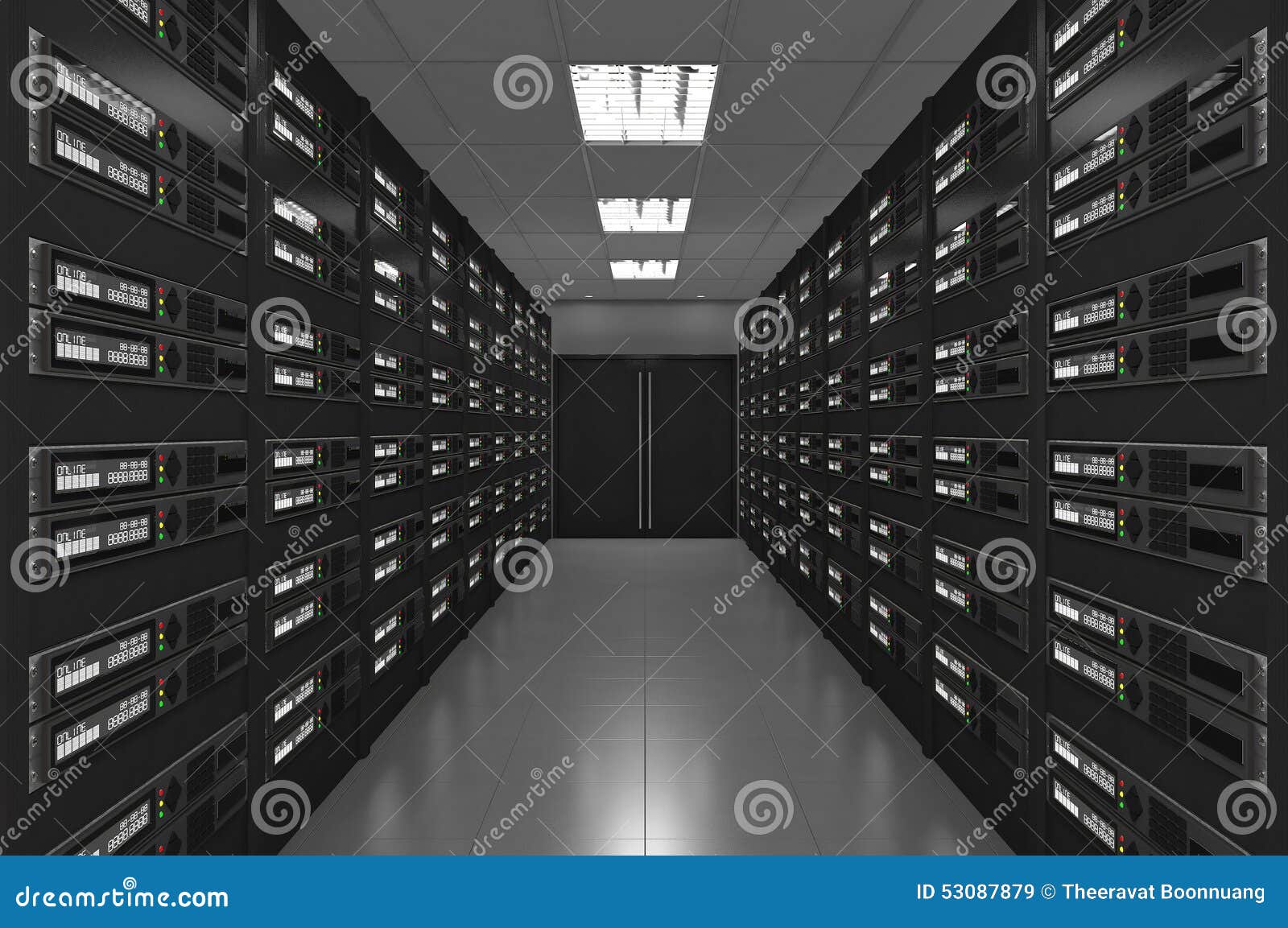 3d Modern Interior of Server Room Stock Illustration - Illustration of ...