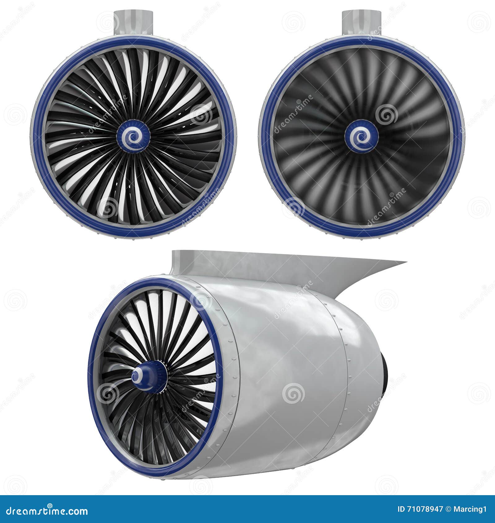 3d modern jet engine set stock illustration. Illustration of engine ...