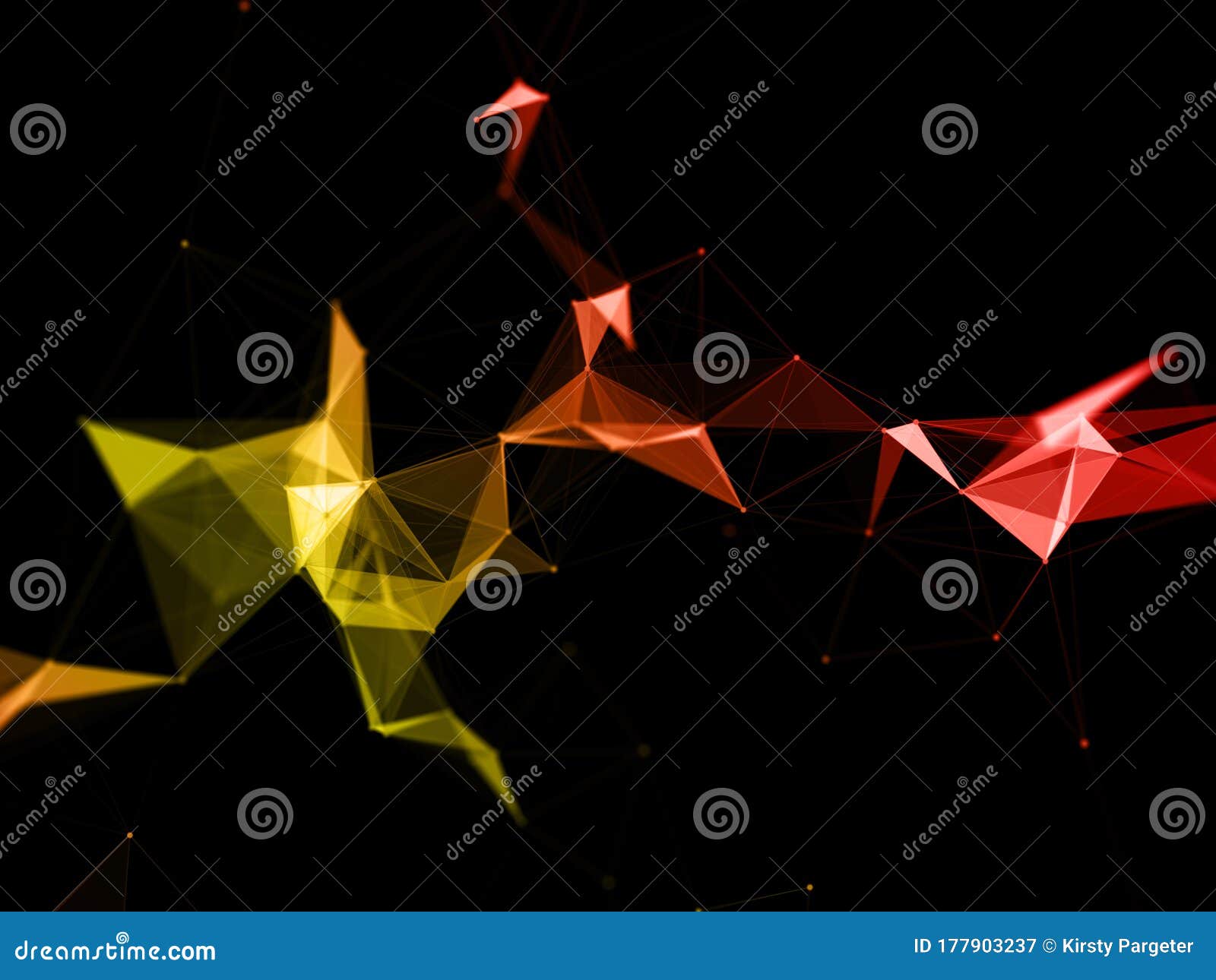 3D Modern Low Poly Plexus Design with Orange and Yellow Tones Stock ...