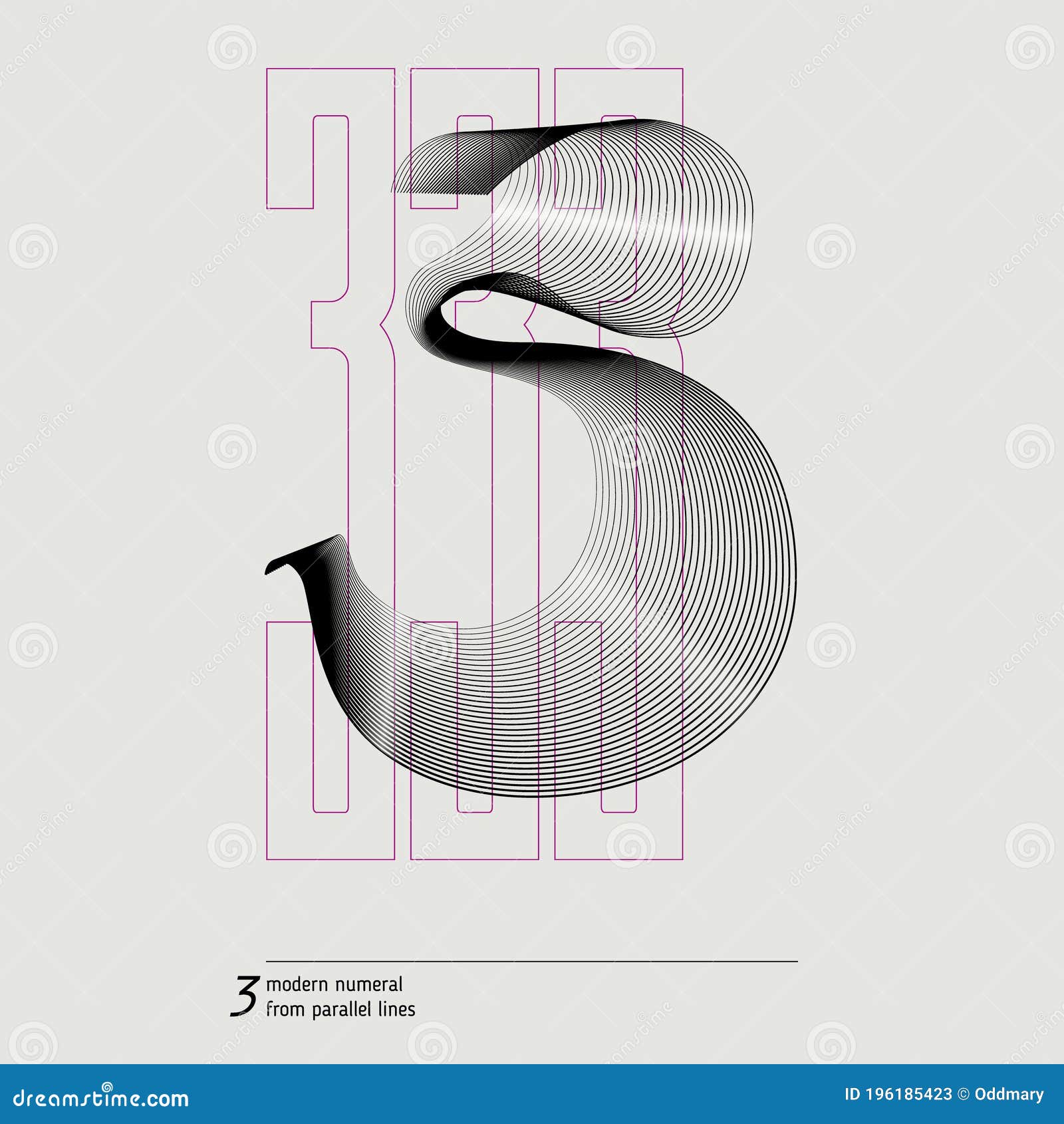 3d Modern Number 3 from Parallel Lines. Line Blend Style Number . Stock ...