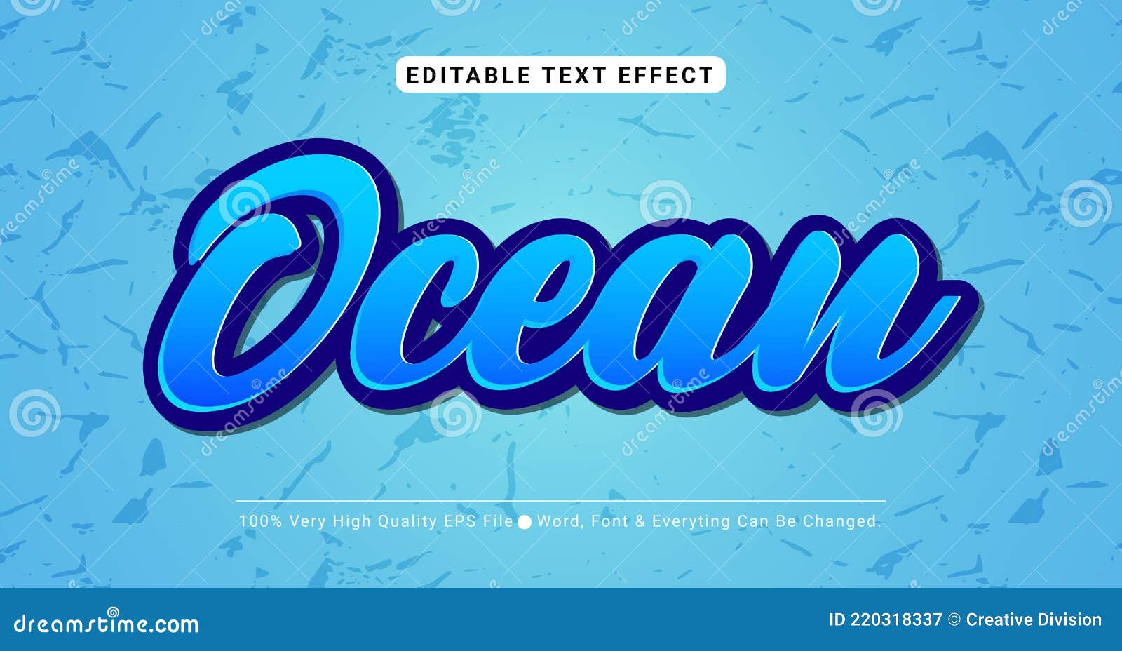3D Modern Ocean Blue Text Style Effect, Editable Text Effect Stock ...