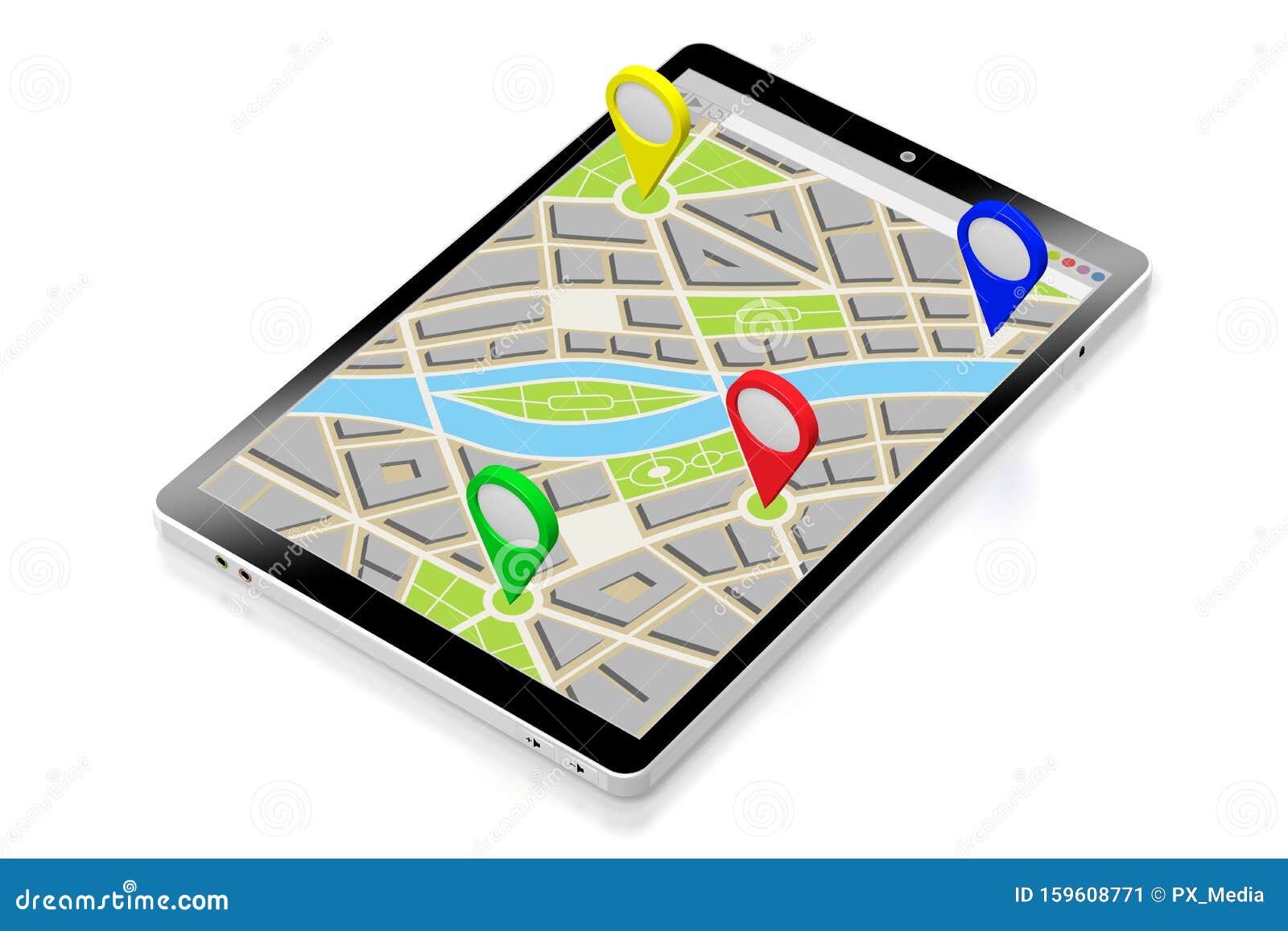 3D Tablet, Map - Travel Guide Concept Stock Illustration - Illustration ...
