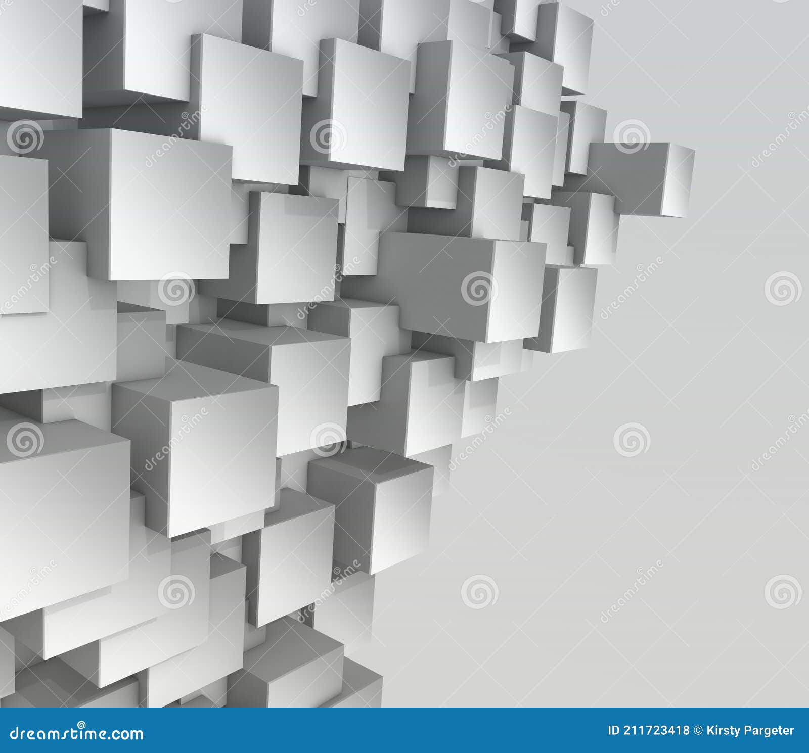3D Modern Tech Background with a Wall of Extruding Cubes Stock ...