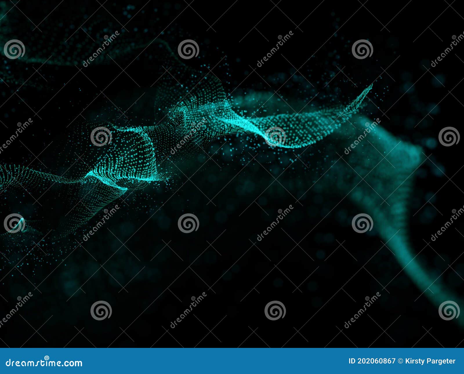 3D Modern Techno Background with Flowing Particles Stock Illustration ...