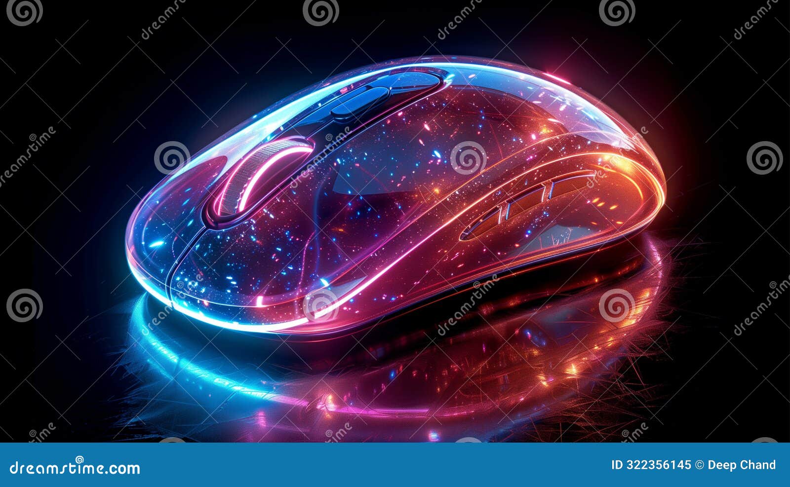 3D Modern Wireless Mouse Icon in Bright Neon Graphic Style Black Stock ...