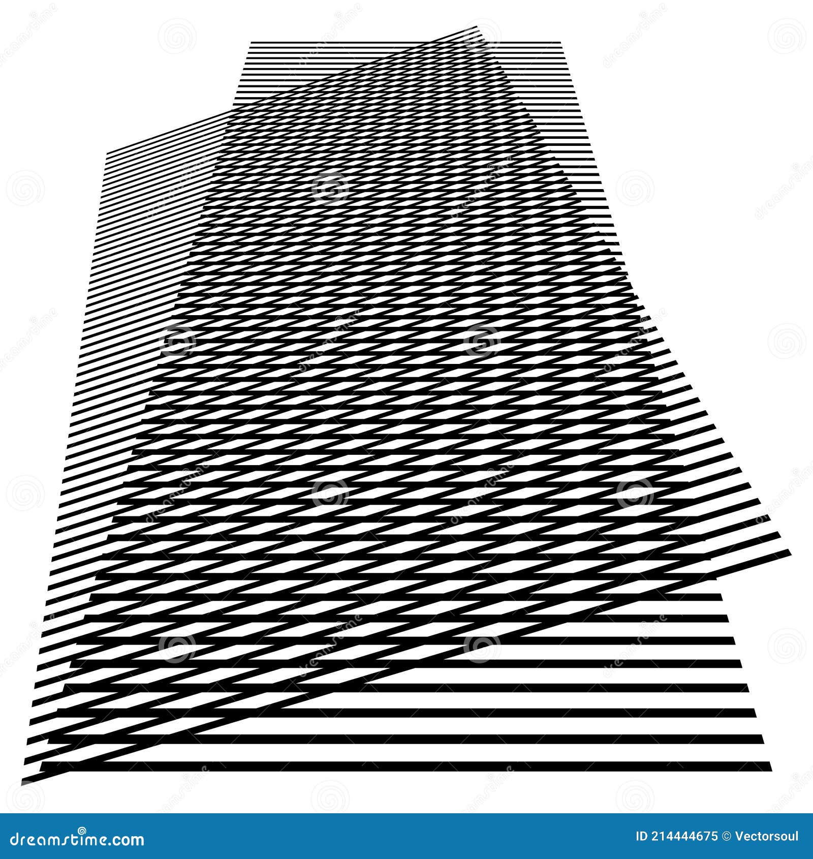 3D Moire Grid Mesh. Tilted, Skew Intersecting Lines Pattern Vector ...