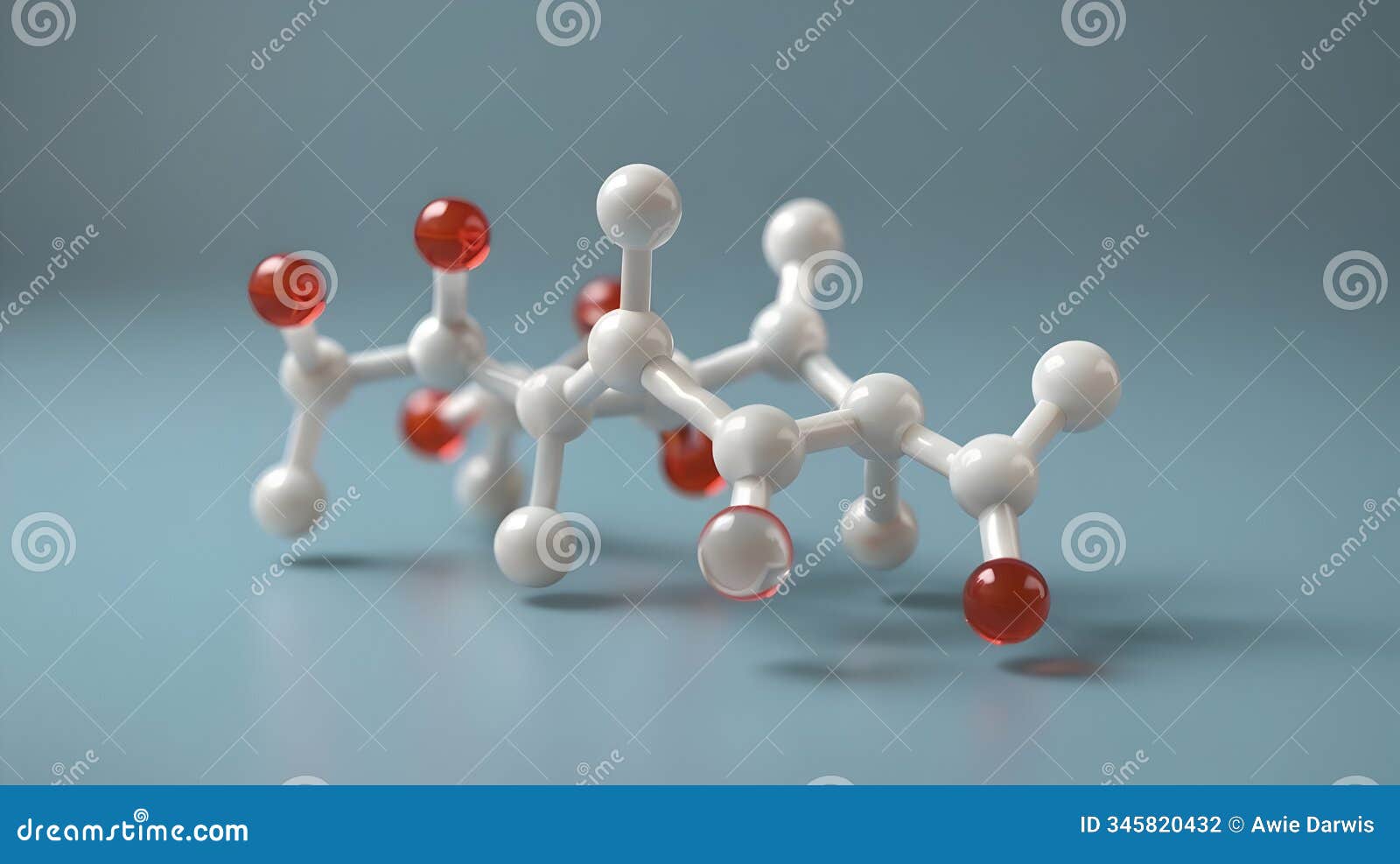 3D Molecular Structure Illustration with White and Red Spheres Stock ...
