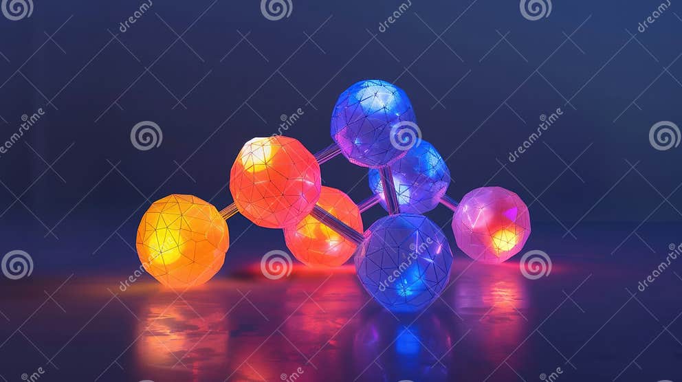 3D Molecular Visualization of Enzyme Protein Binding in Glowing Lab ...