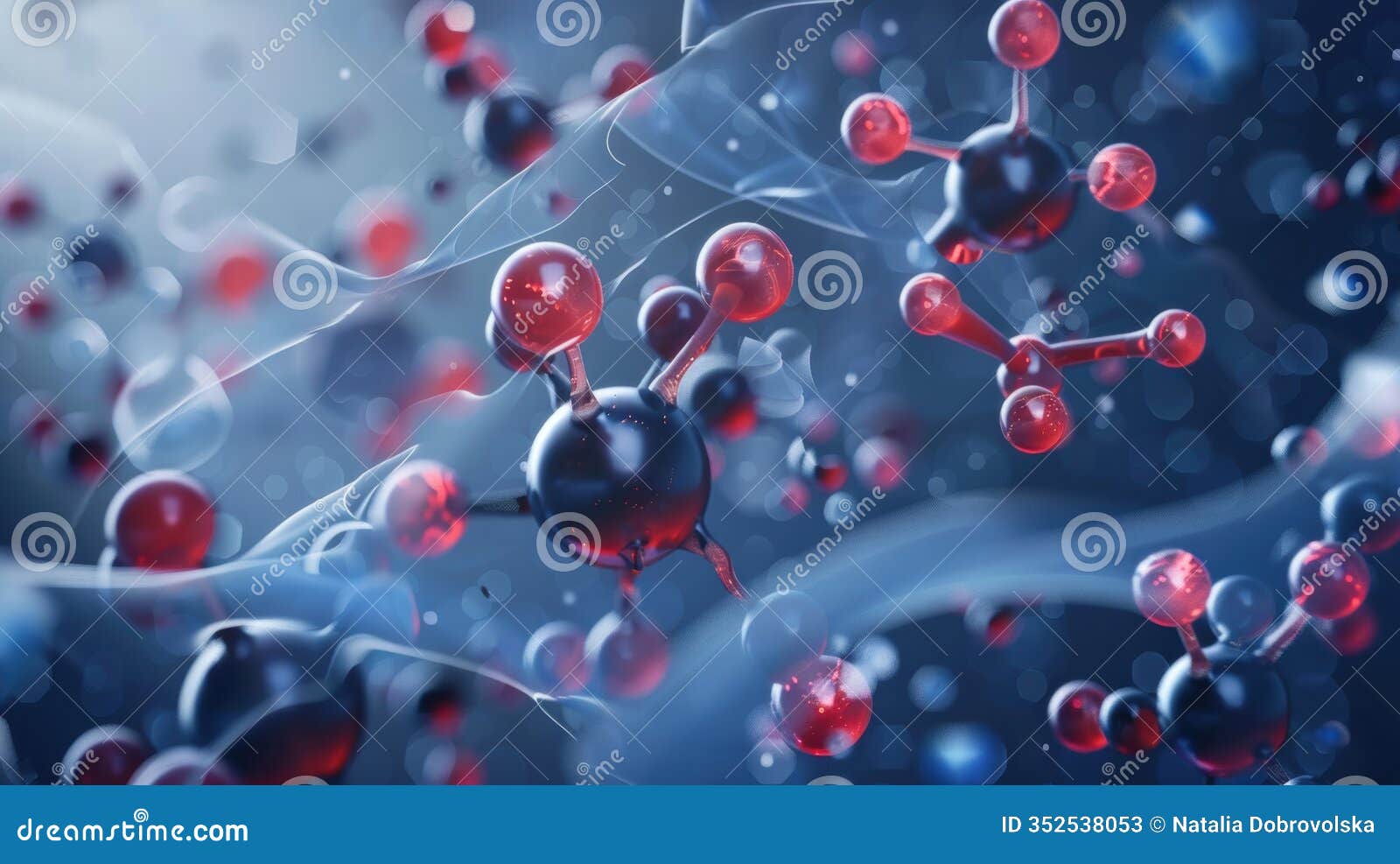 3D Molecular Visualization of Enzyme Protein Binding in Glowing Lab ...