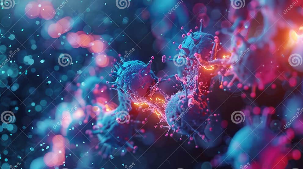 3D Molecular Visualization of Enzyme Protein Binding in Glowing Lab ...