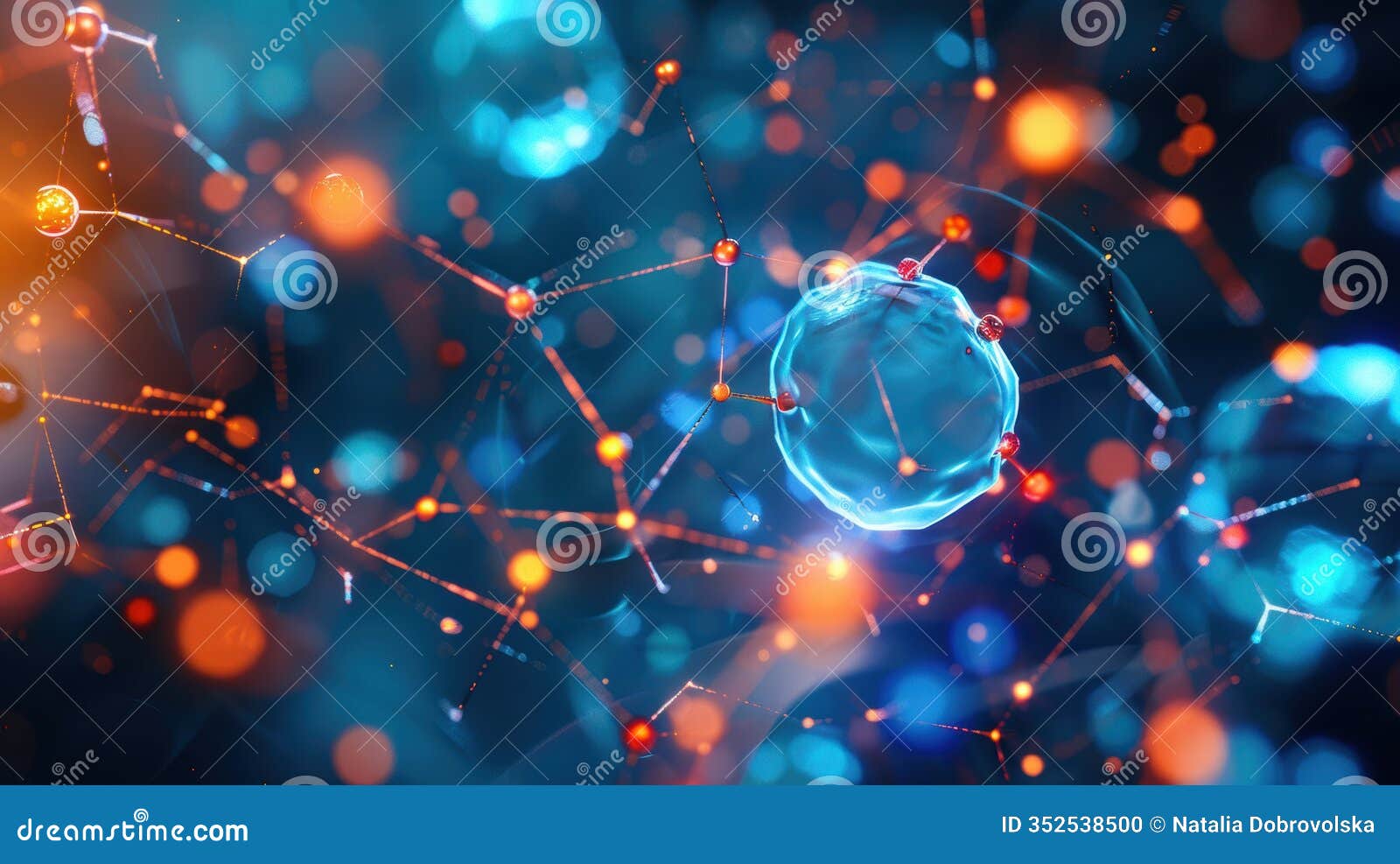3D Molecular Visualization of Enzyme Protein Binding in Glowing Lab ...