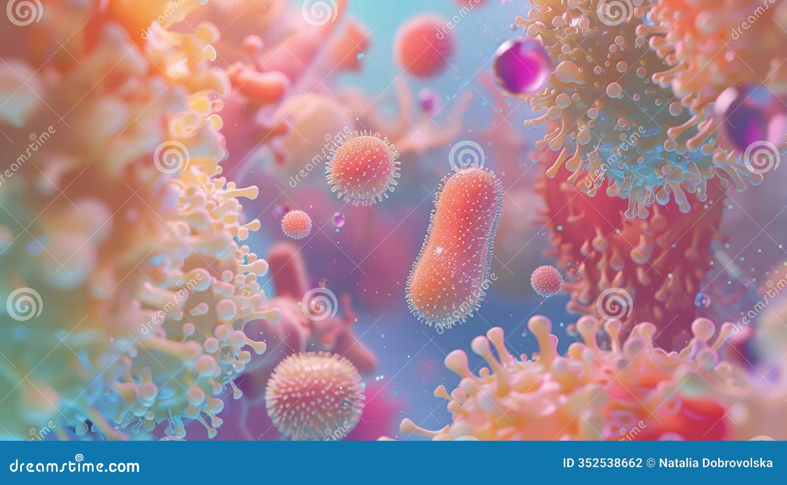 3D Molecular Visualization of Enzyme Protein Binding in Glowing Lab ...