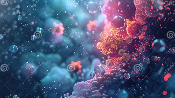 3D Molecular Visualization of Enzyme Protein Binding in Glowing Lab ...