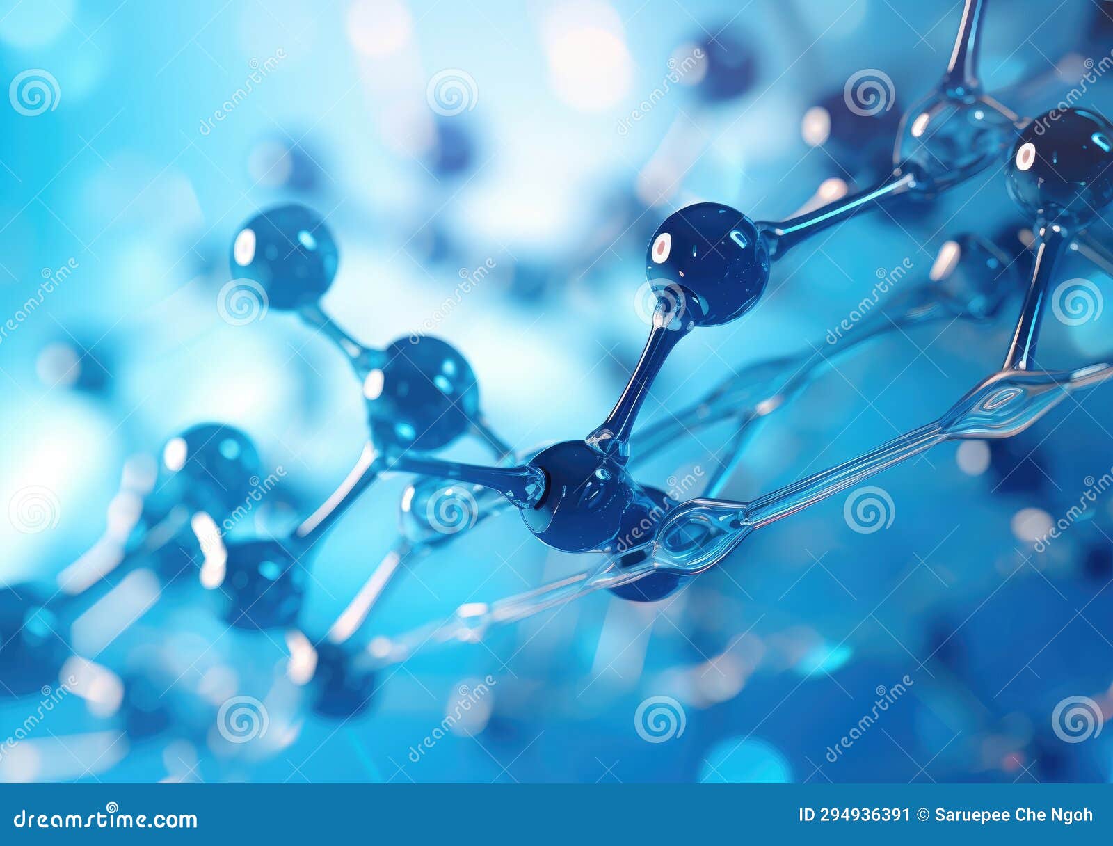3D Molecule Background with Connected Spherical Particles, Atoms. Vector Molecular Structure ...