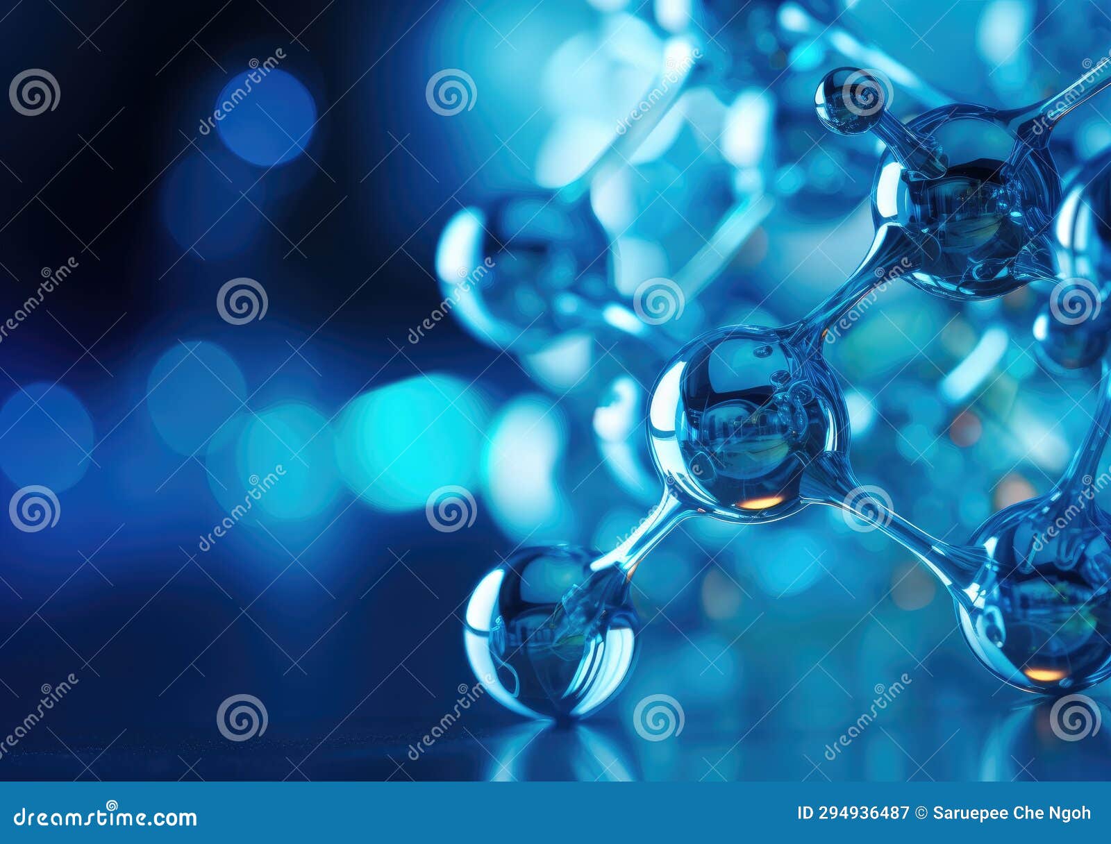 3D Molecule Background with Connected Spherical Particles, Atoms ...