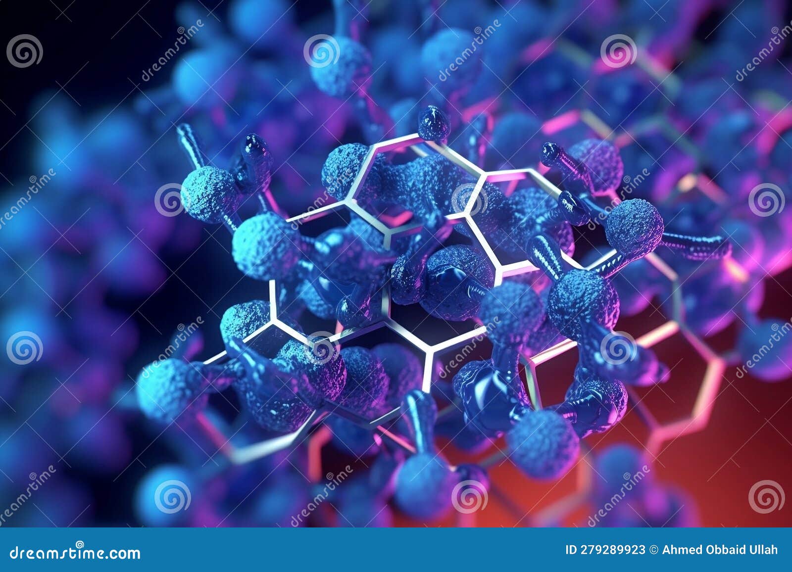 3D Molecule Illustration with Crystal Lattice. Generative AI Stock ...