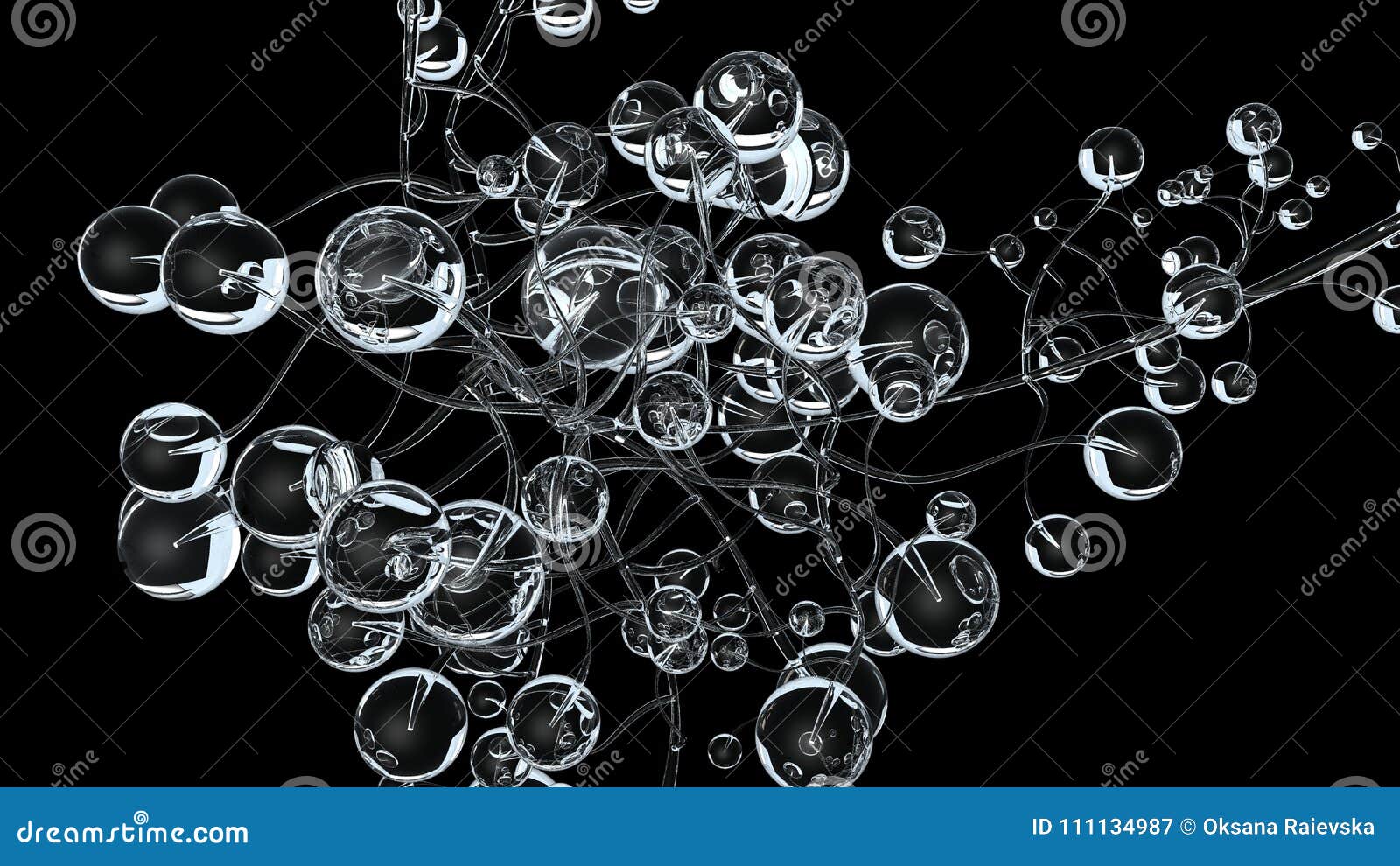 3D Molecules or Atoms on Black Background. Stock Illustration ...