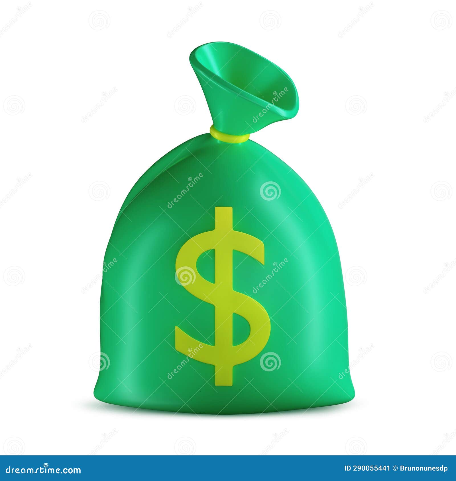3D Money Bag Illustration Isolated on a White Background Stock ...