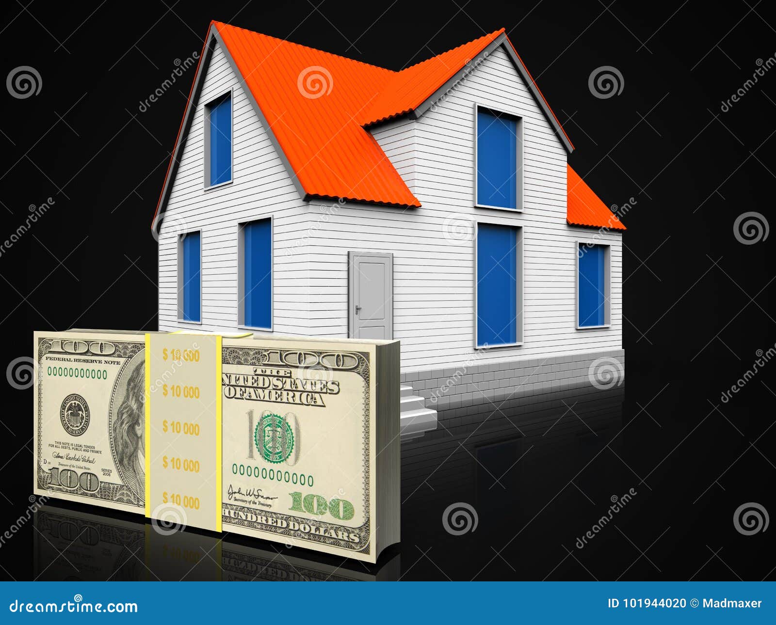 3d money over black stock photo. Image of exterior, apartment - 101944020