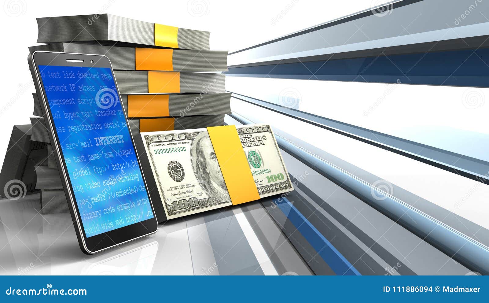 3d of money stack stock illustration. Illustration of mobility - 111886094