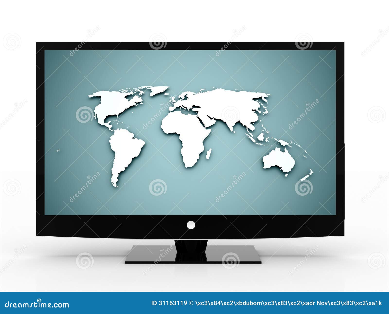 3D monitor with world map stock illustration. Illustration of modern ...