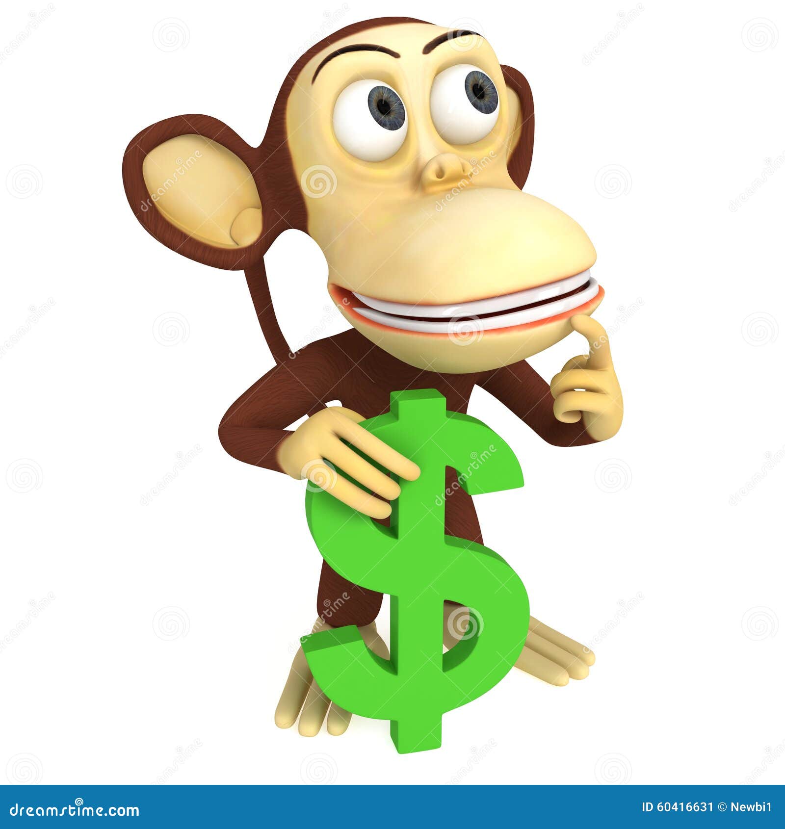 3d monkey with dollar sign stock illustration. Illustration of economy ...