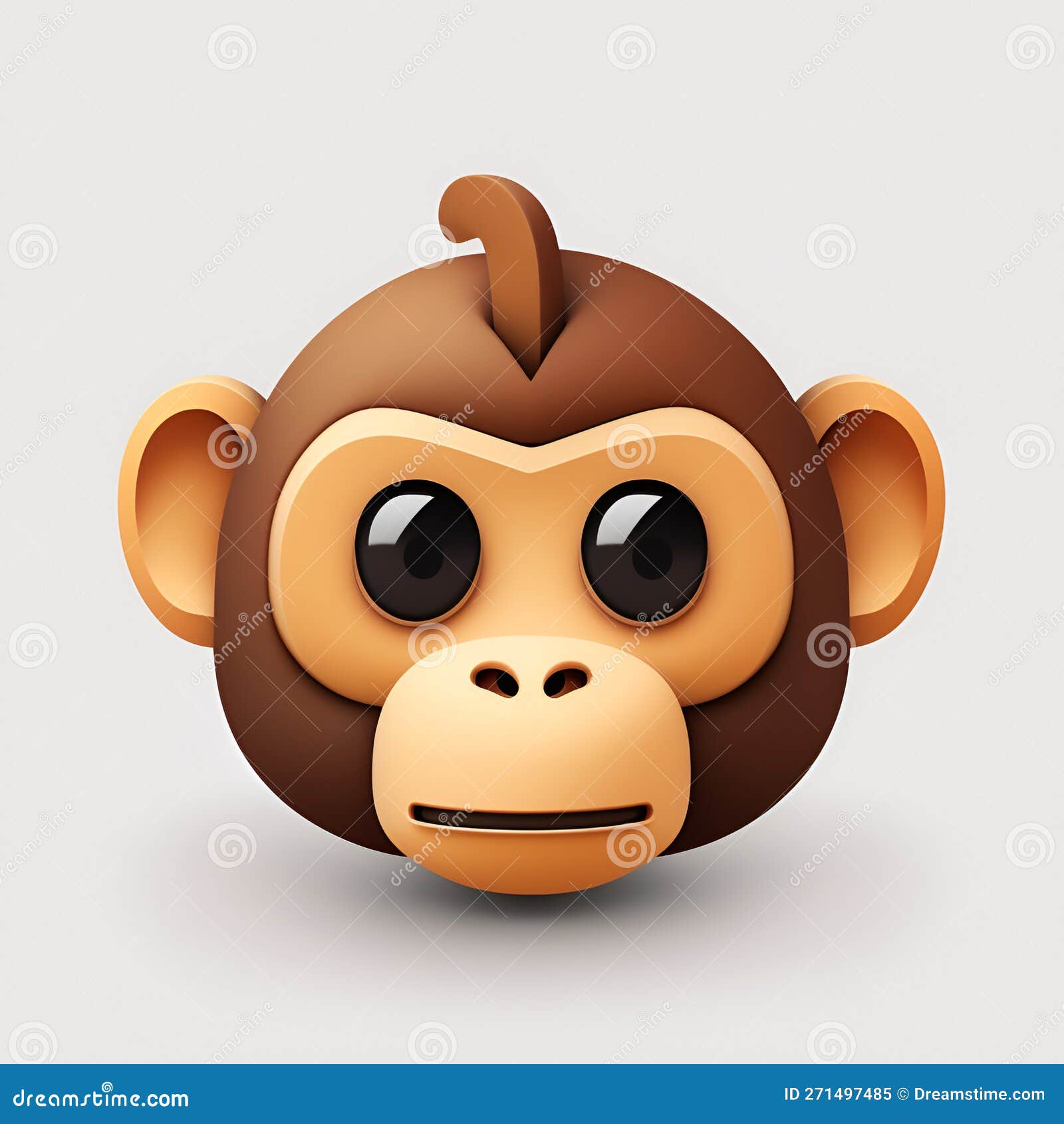 3D Monkey Face Icon Illustration Stock Image - Illustration of animal ...