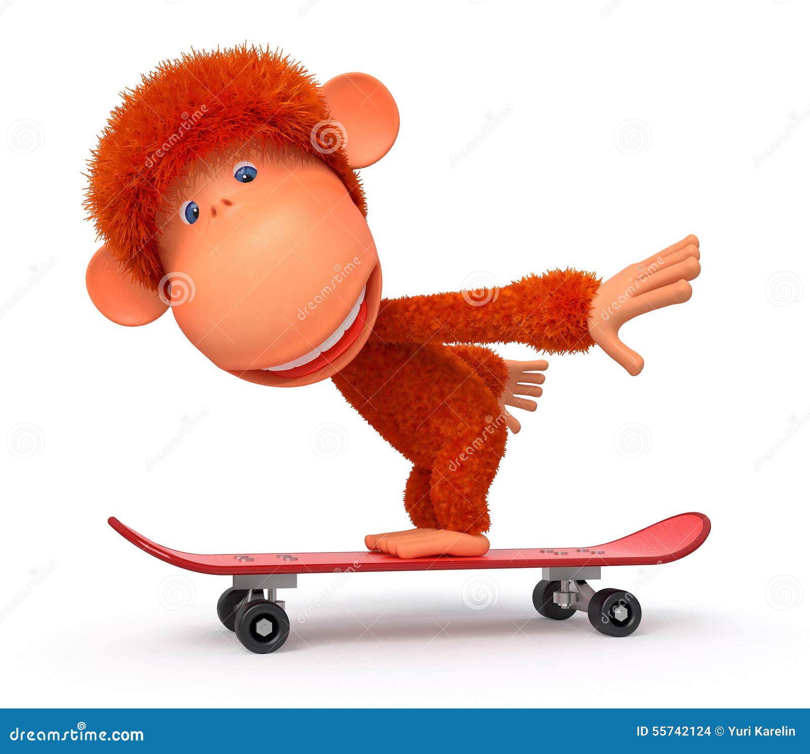 3d monkey on a skateboard stock illustration. Illustration of ...