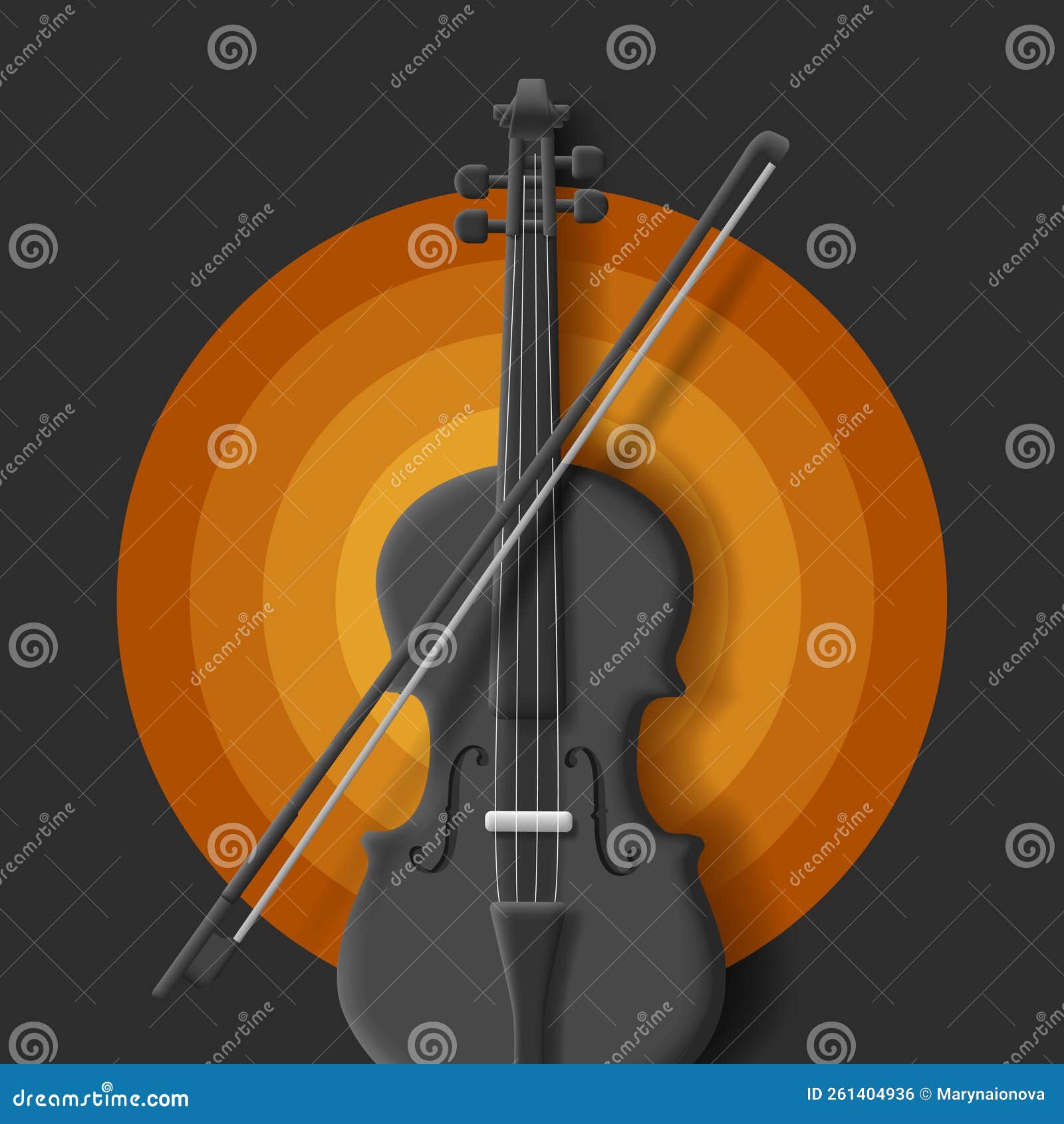 3d Monochrome Black Violin on Circle Layered Backdrop, Graphic Element ...