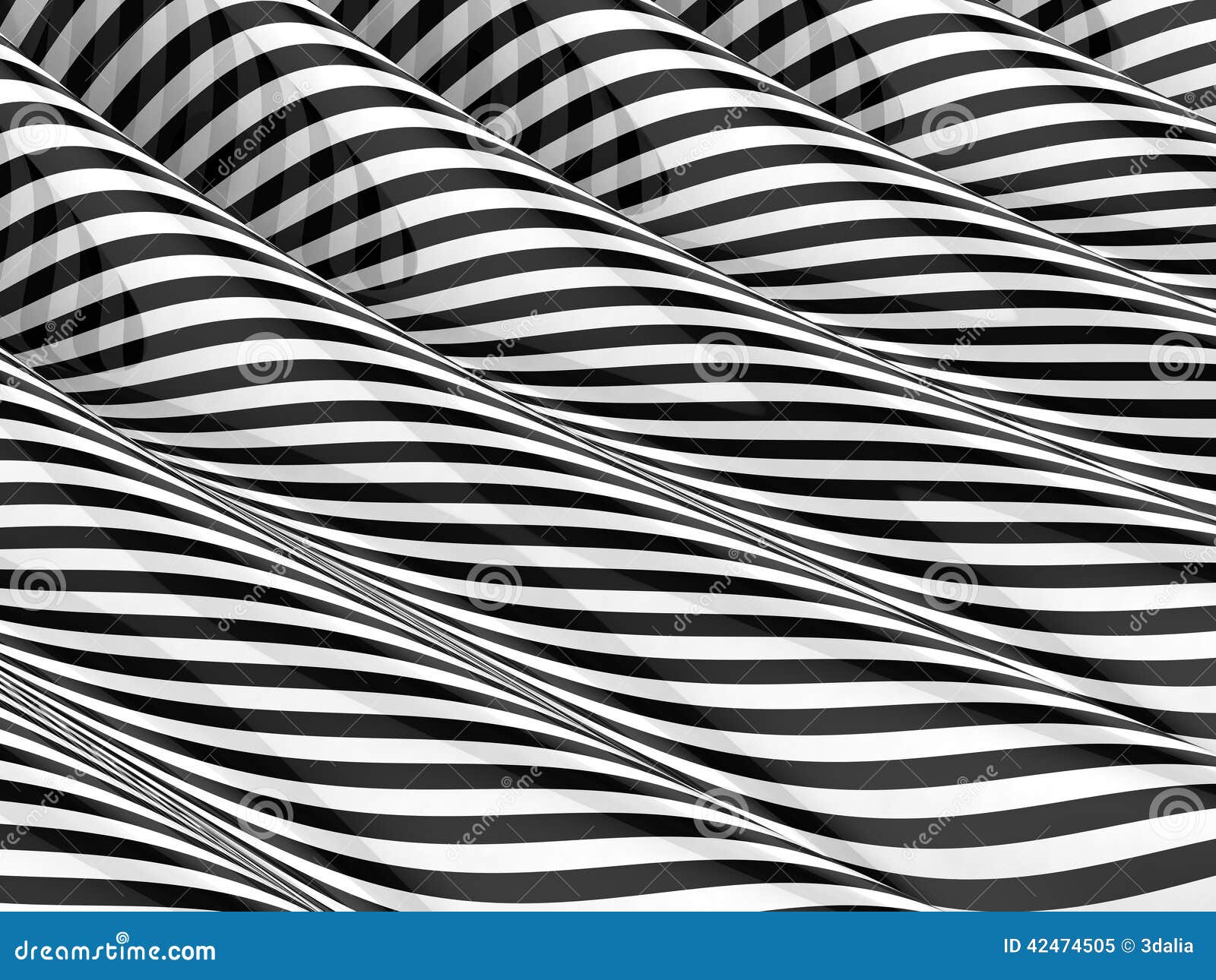3d Monochrome Striped Waves Stock Illustration - Illustration of ...