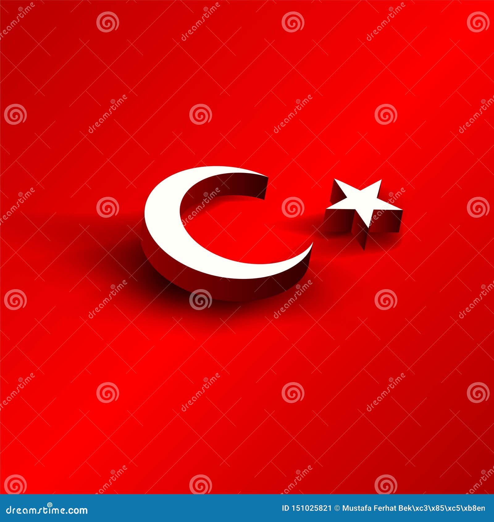 3d Moon Stars Waving Turkish Flag, Vector Illustration Eps 10 Stock ...