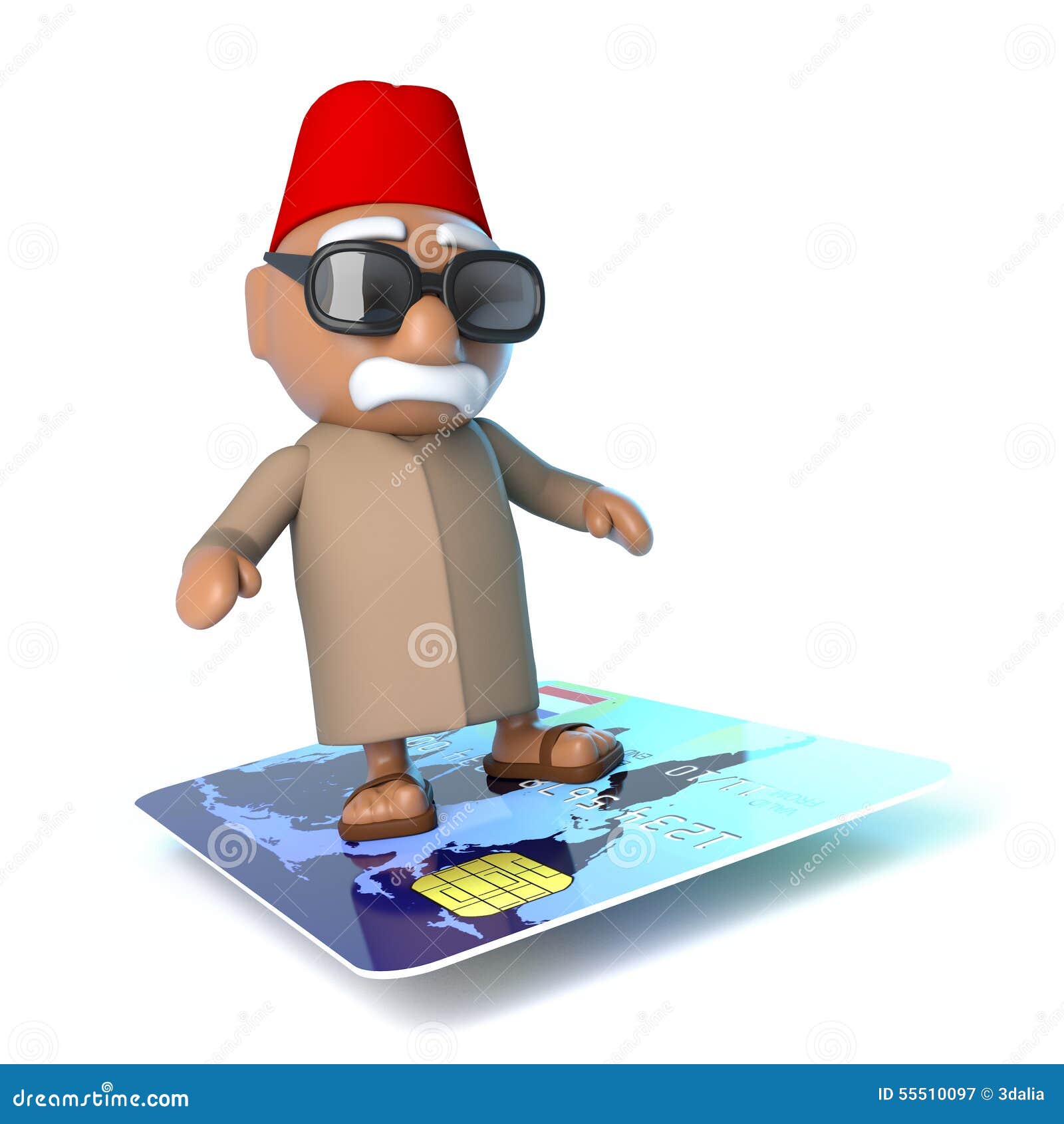 3d Moroccan Flying on a Credit Card Stock Illustration - Illustration ...