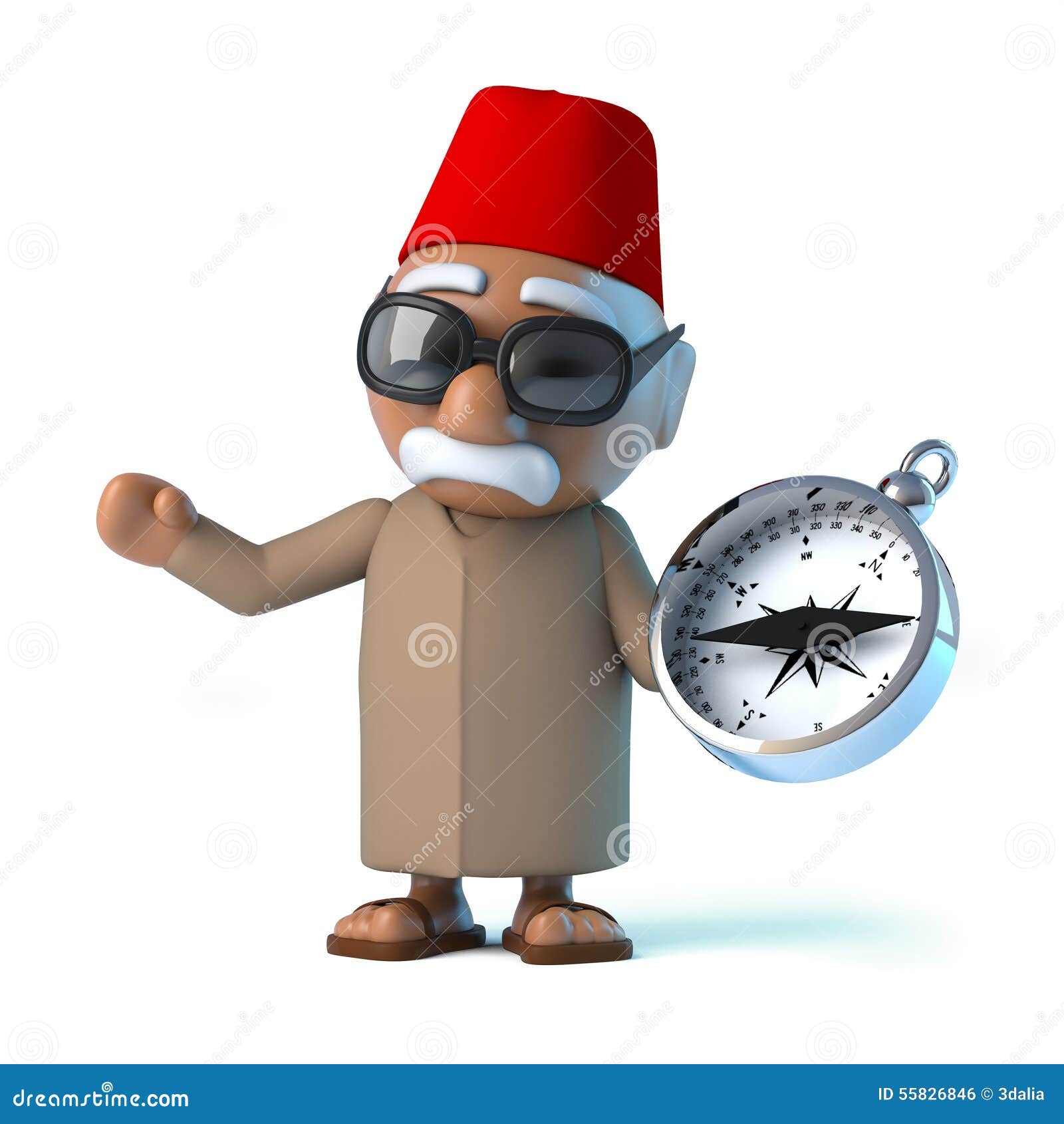 3d Moroccan Uses His Compass Stock Illustration - Illustration of ...