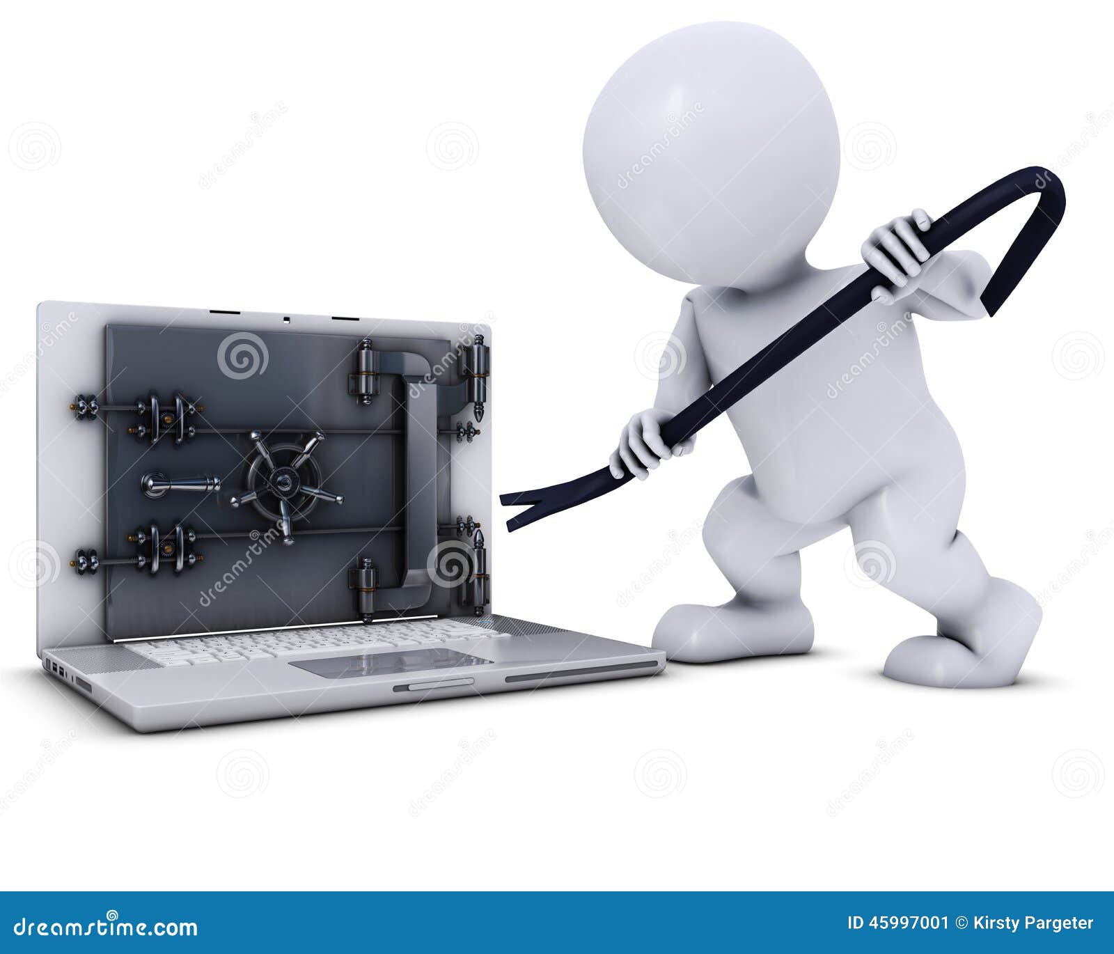 3D Morph Man Breaking into a Laptop Stock Illustration - Illustration ...