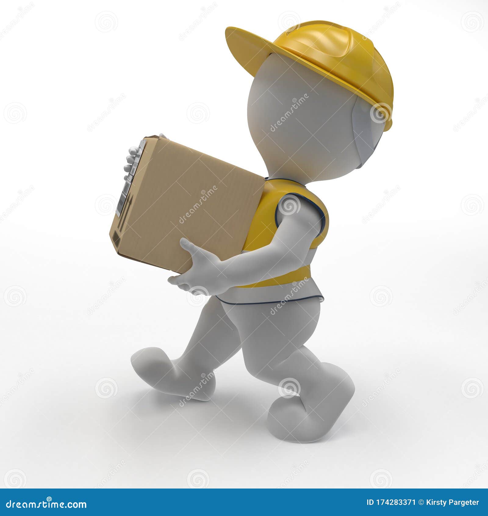 3D Morph Man Builder Carrrying Boxes Stock Illustration - Illustration ...