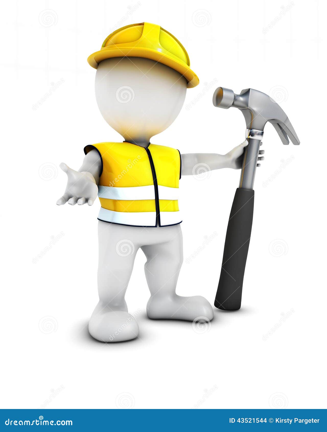 3D Morph Man Builder with Hammer Stock Illustration - Illustration of ...