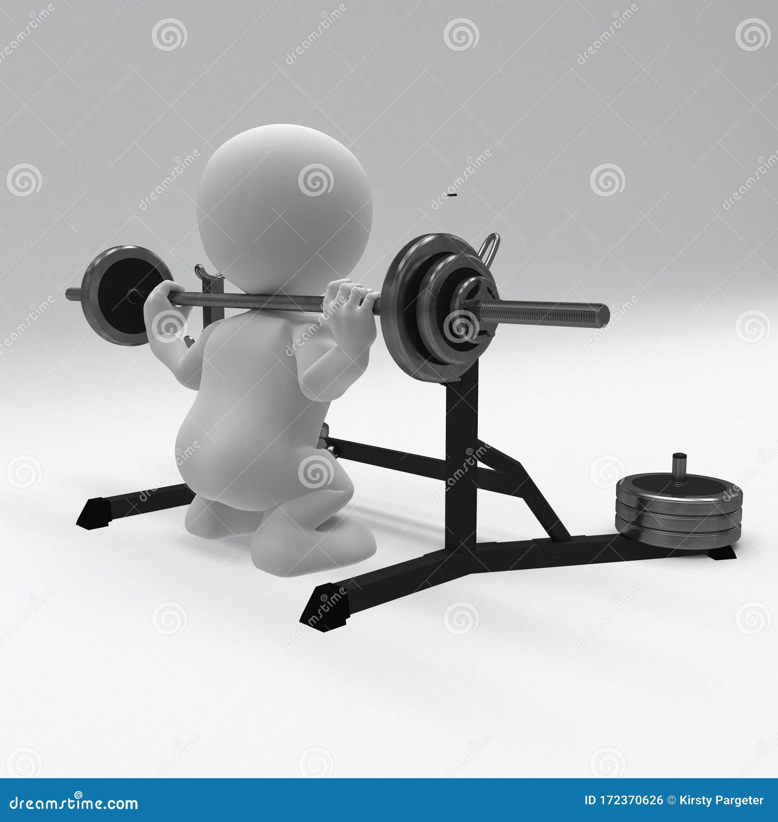3D Morph Man Exercising with Gym Weights Stock Illustration ...
