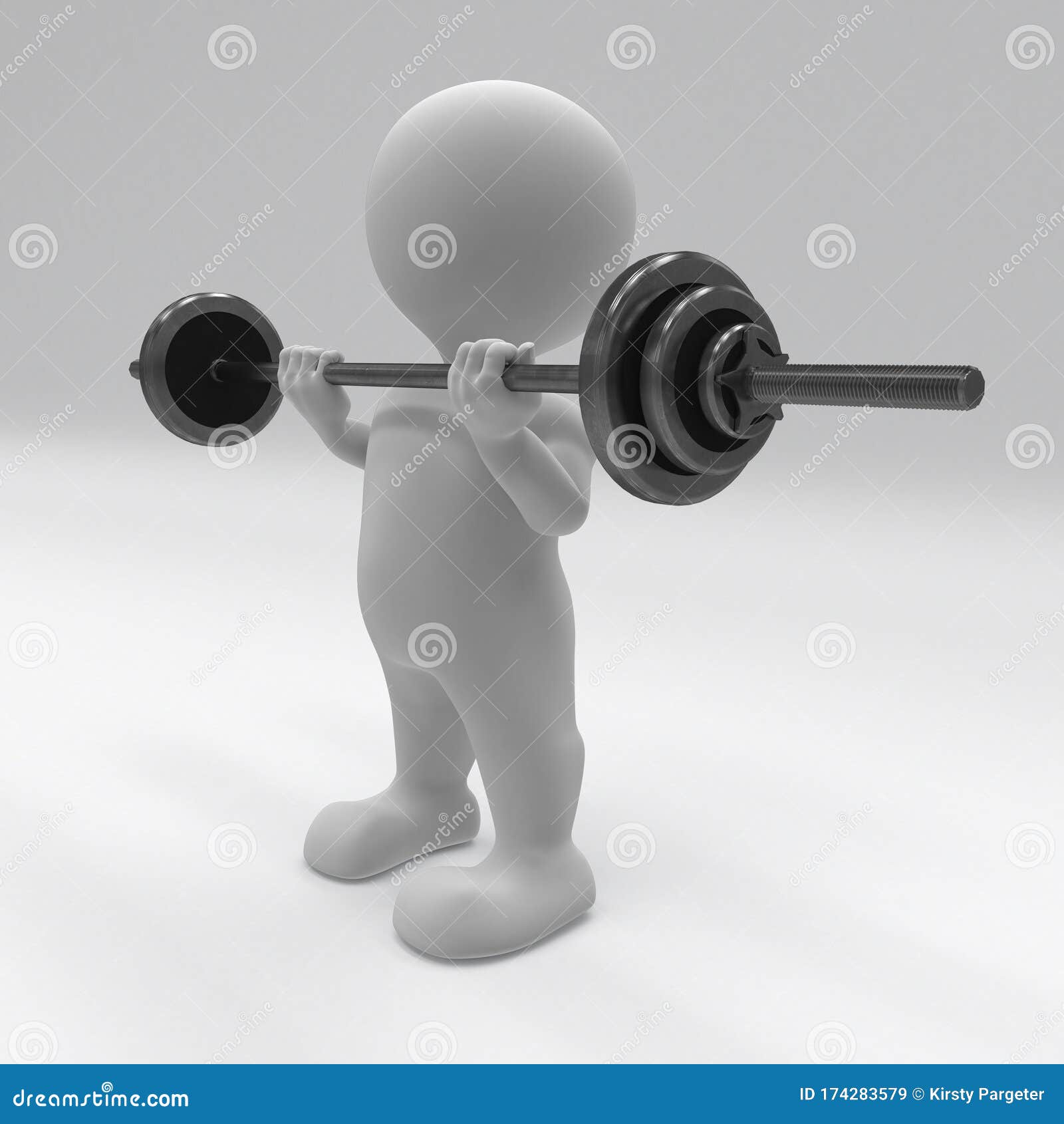 3D Morph Man Exercising with Gym Weights Stock Illustration ...
