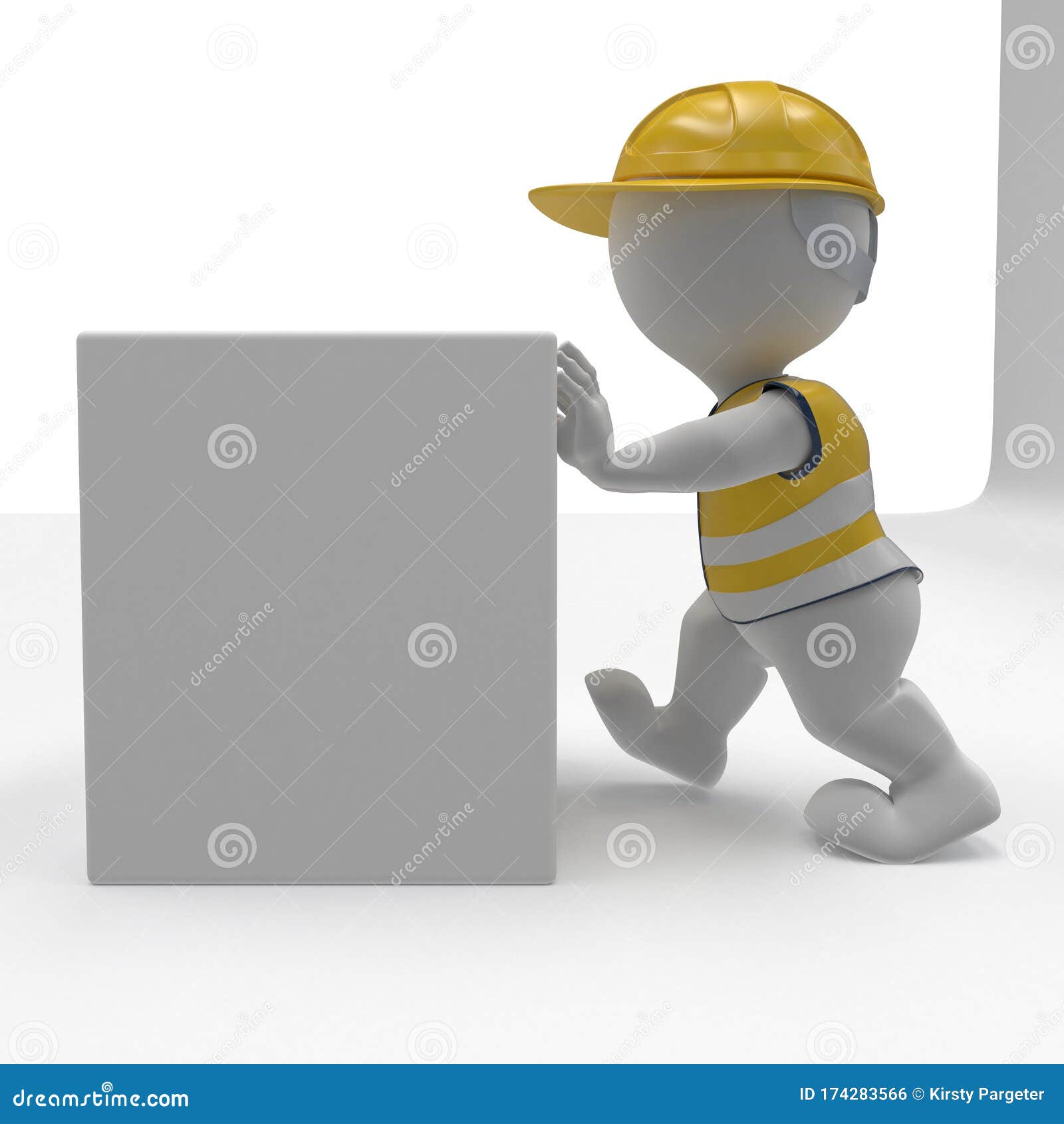 3d morph man push object stock de ilustración. Ilustración de esfuerzo ...