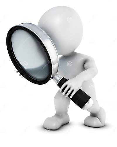 3D Morph Man Searching with Magnifying Glass Stock Illustration ...