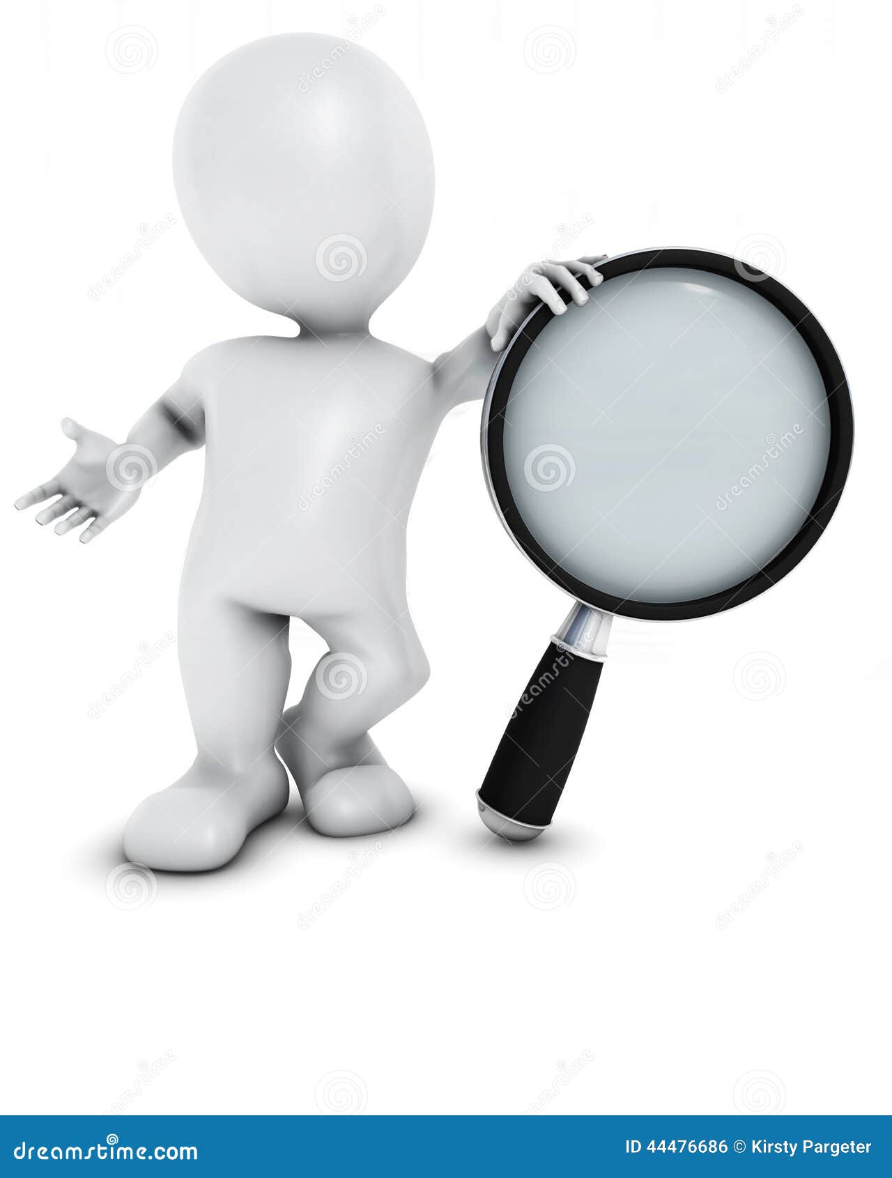 3D Morph Man Searching with Magnifying Glass Stock Illustration ...