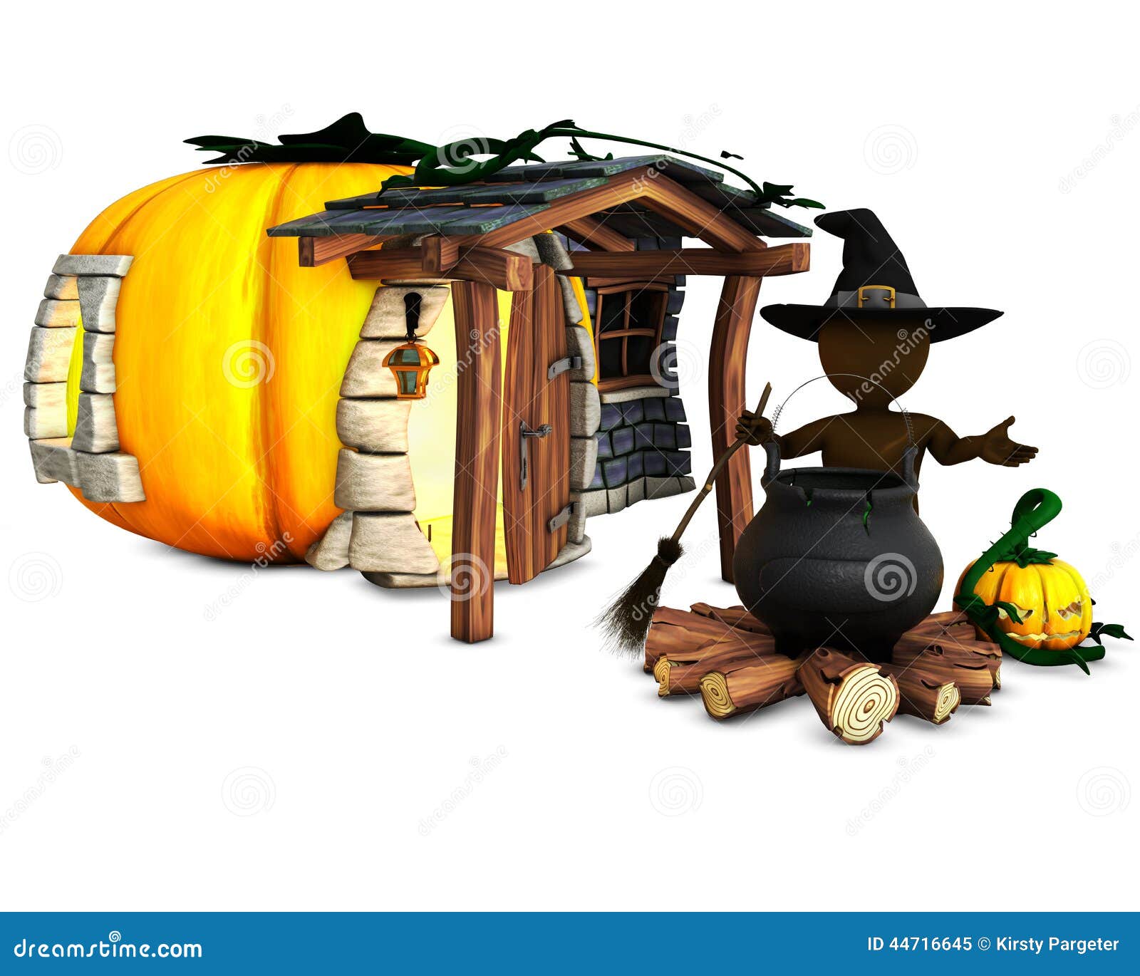 3D Morph Man Witch with Cauldron Stock Illustration - Illustration of ...